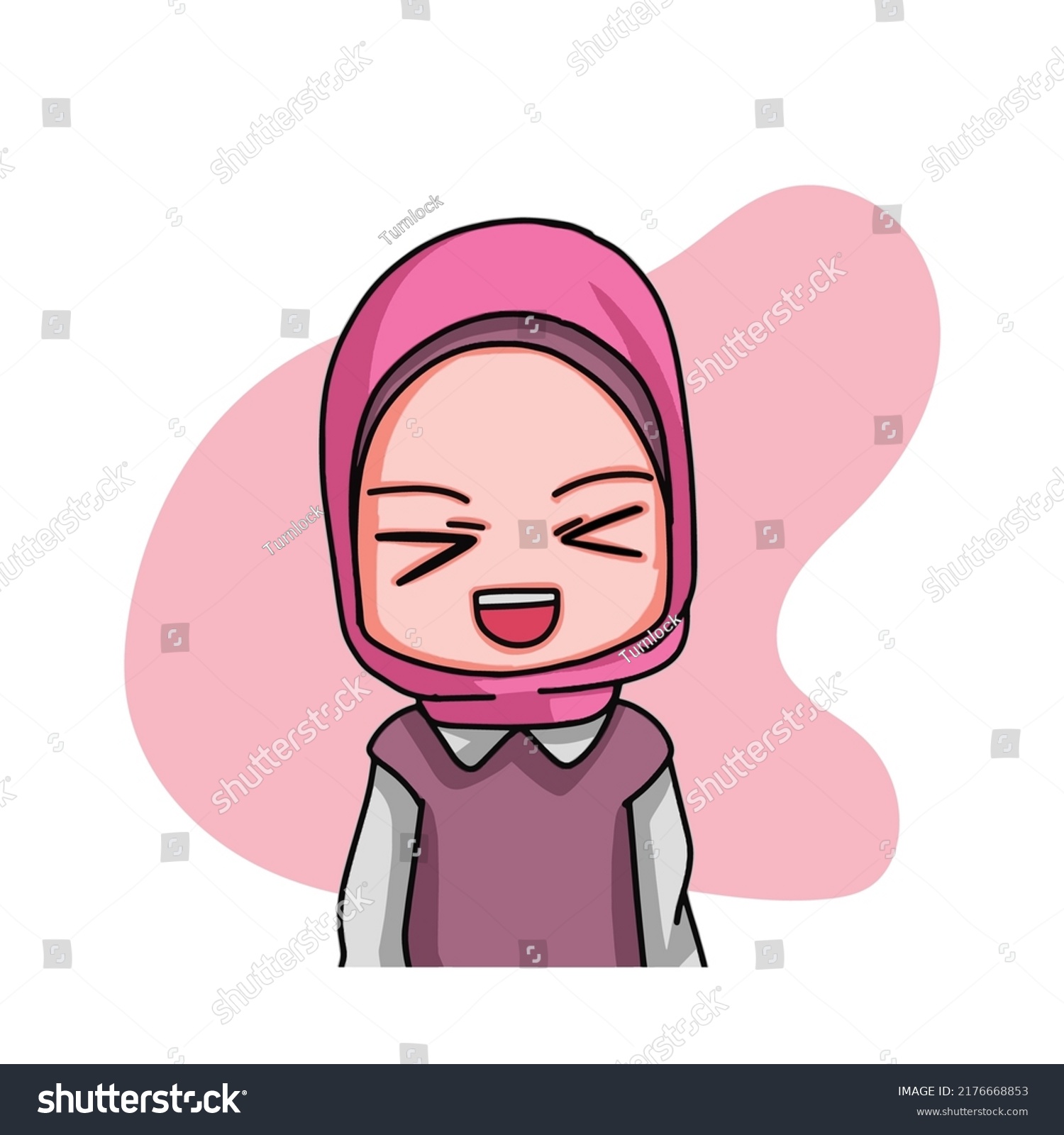 Cute Female Muslim Character Vector Illustration Stock Vector Royalty
