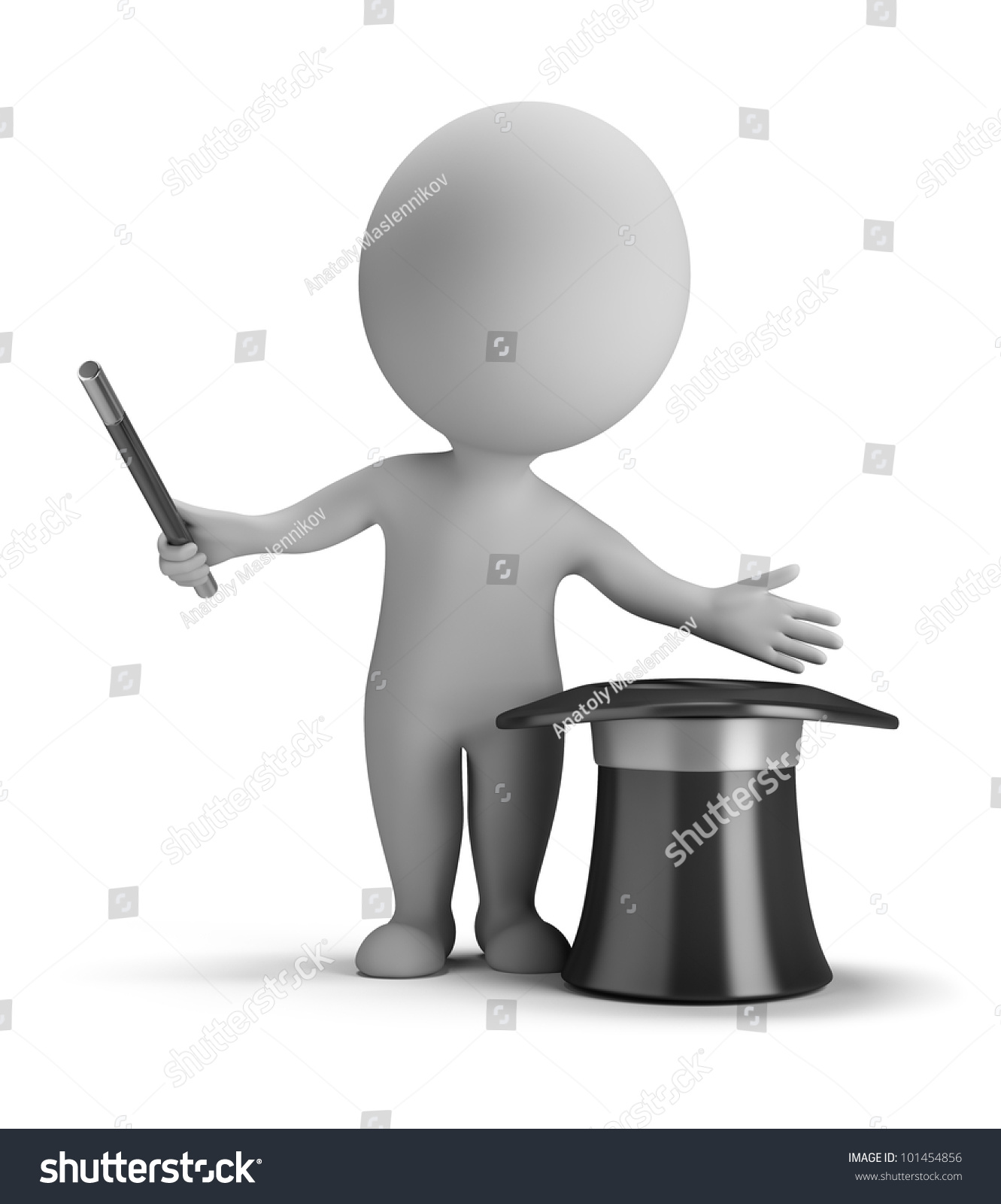 3d Small Person Illusionist Make Tricks With Magic Hat . 3d Image ... 3d Small Person Illusionist Make Tricks With Magic Hat . 3d Image ...