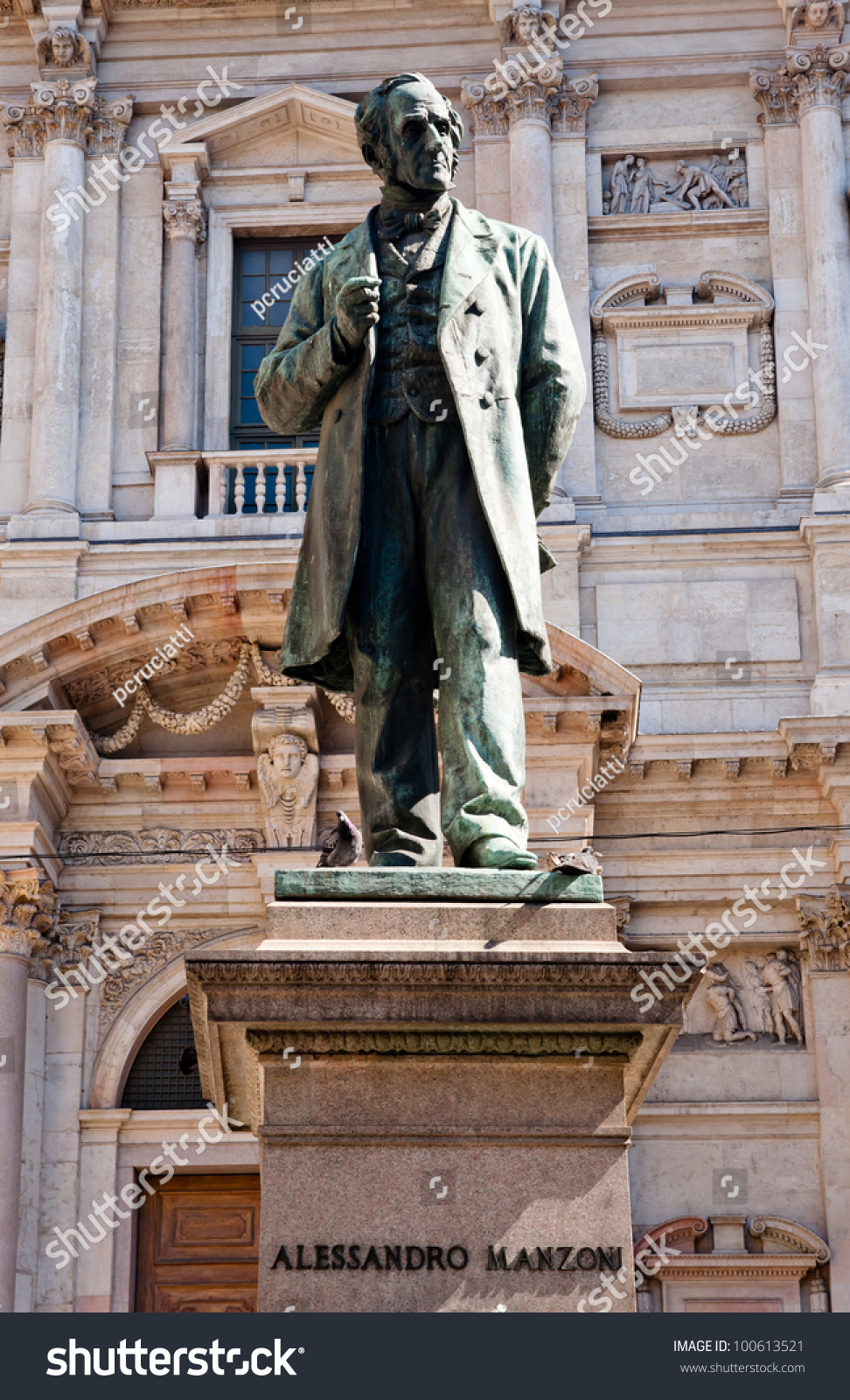 Alessandro Manzoni Bronze Statue In Piazza San Fedele In Milan Manzoni