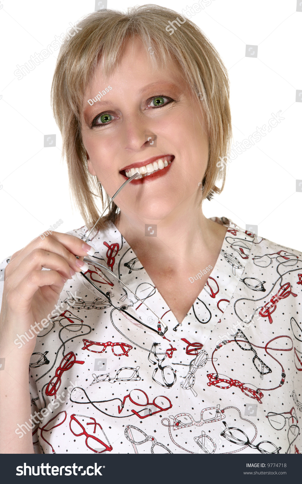 Attractive Fourty Three Year Old Woman In Ophthalmology Scrubs With