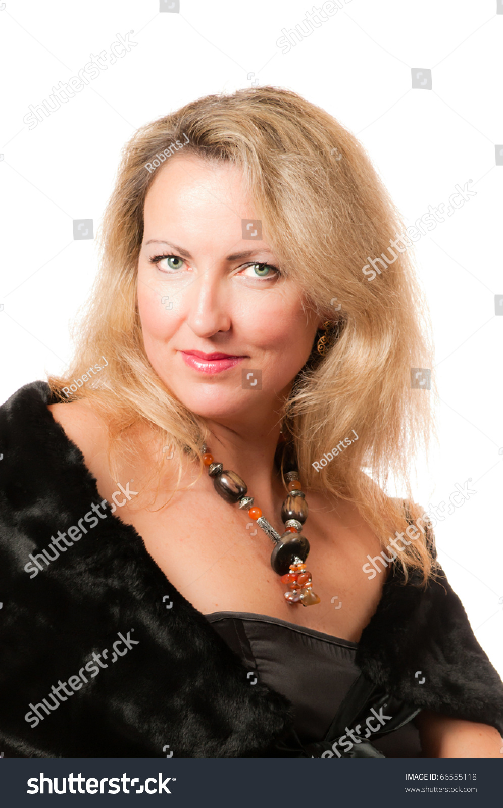 Beautiful Attractive Blond Caucasian Wealthy Woman With Big Necklace