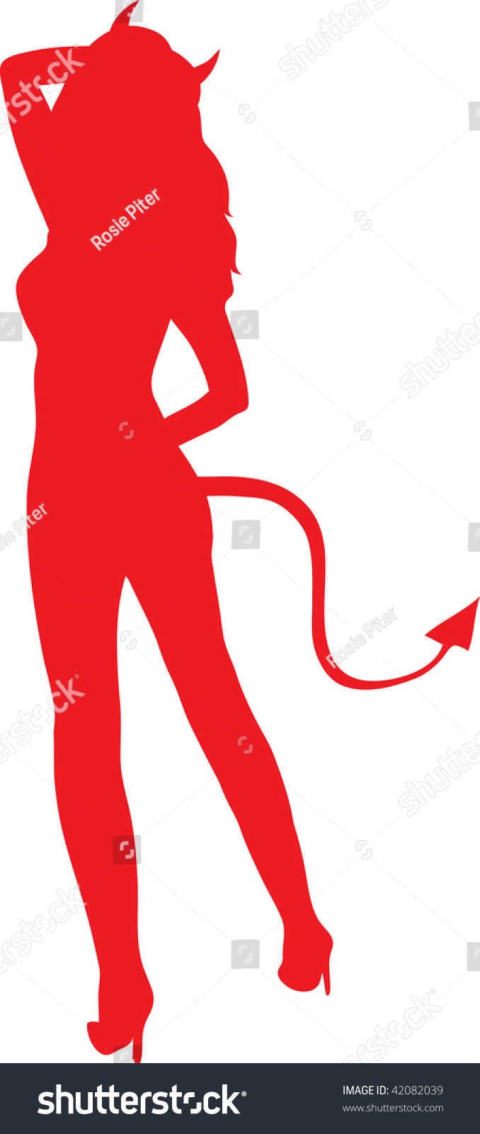 Clip Art Illustration Of A Silhouette Of A Sexy Devil Woman 42082039