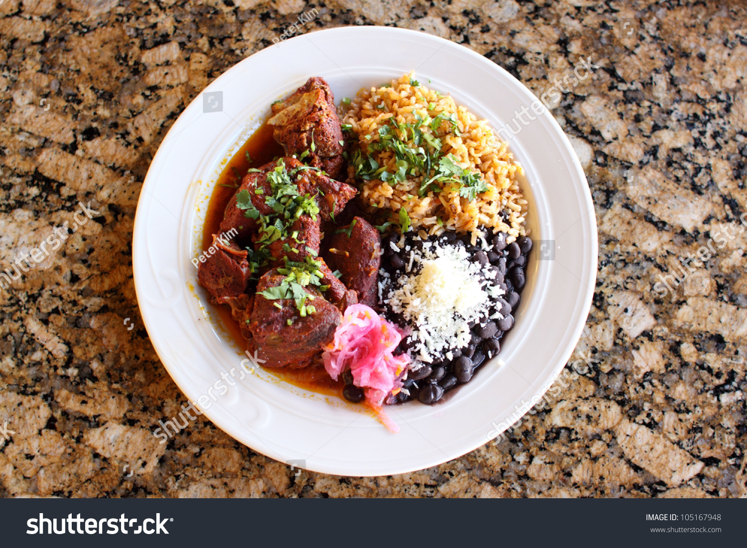 Cochinita Pibil Plate Achiote Roasted Marinated Pork Shoulder Served