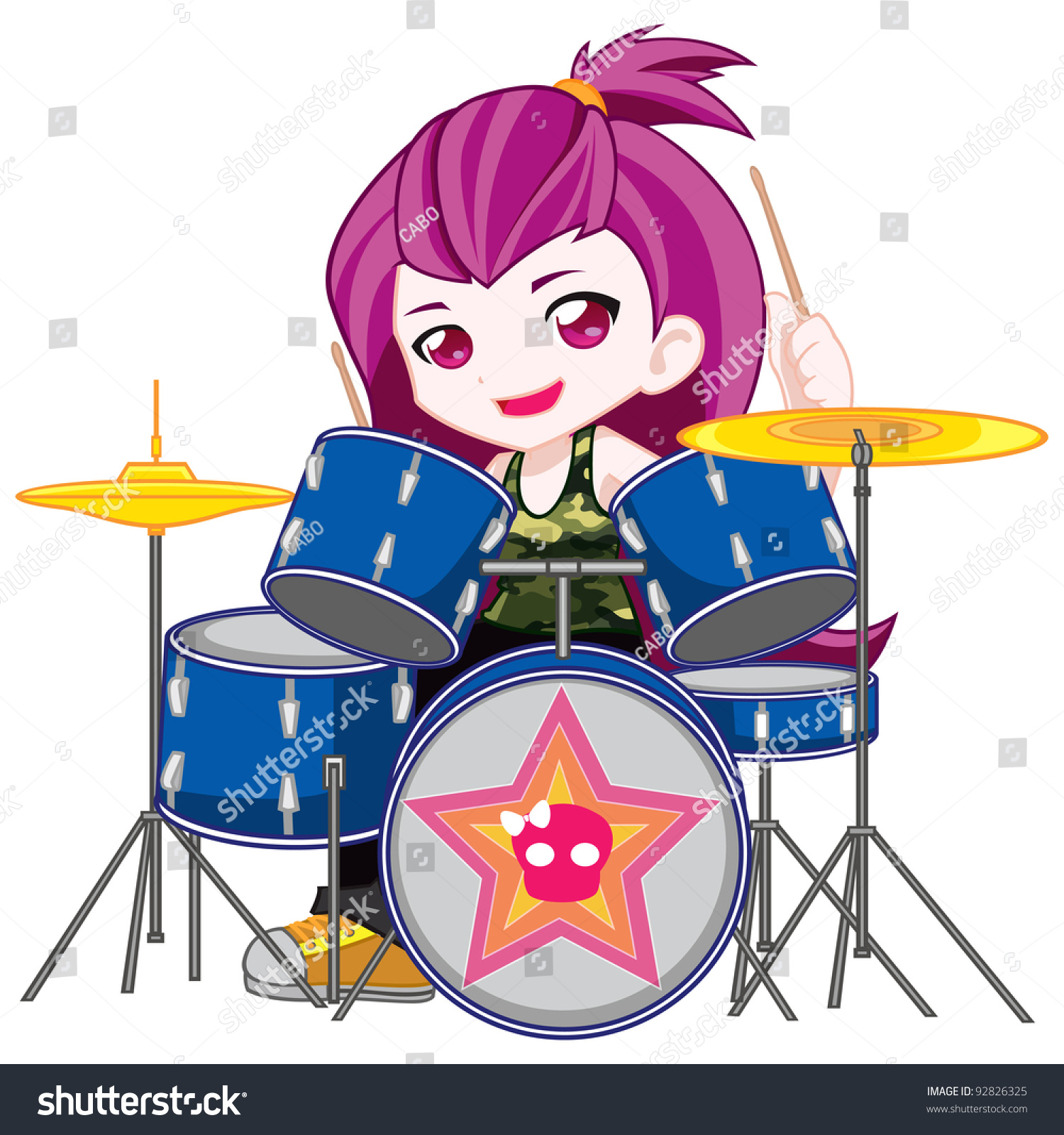 Drummer Girl Stock Illustration 92826325 Shutterstock