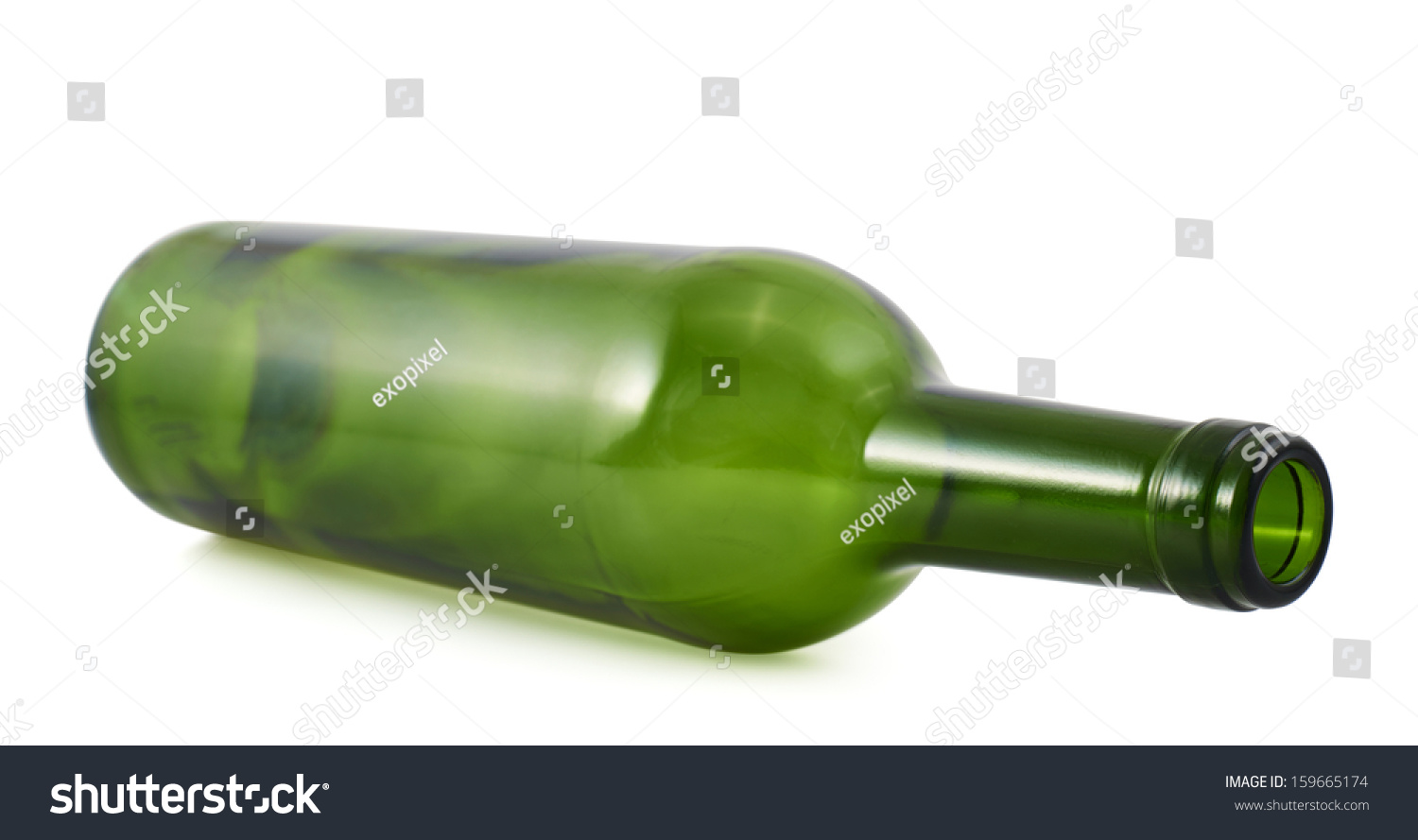 Empty Green Glass Bottle Lying On Its Side, Isolated Over White ... Empty Green Glass Bottle Lying On Its Side, Isolated Over White ...