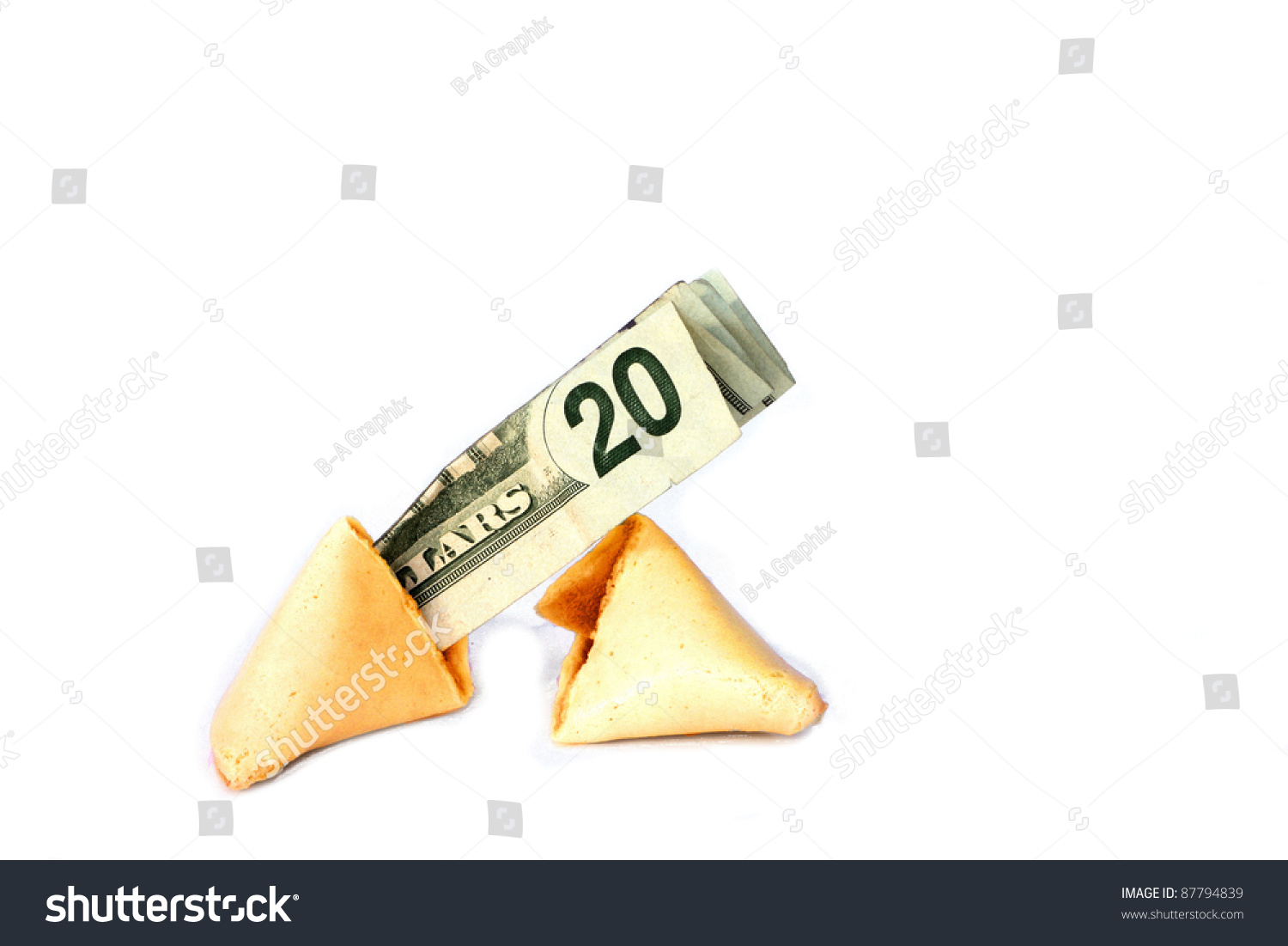 Fortune Cookie Broken In Half With Cash Sticking Out. Stock Photo ... Fortune Cookie Broken In Half With Cash Sticking Out. Stock Photo ...