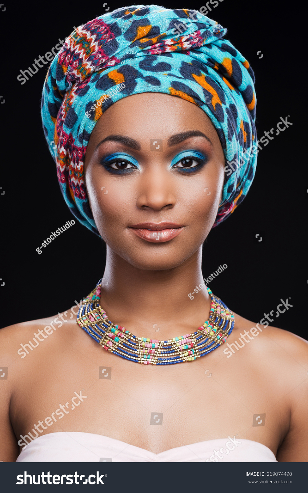 Her Perfection In Her Style Beautiful African Woman Wearing Headscarf