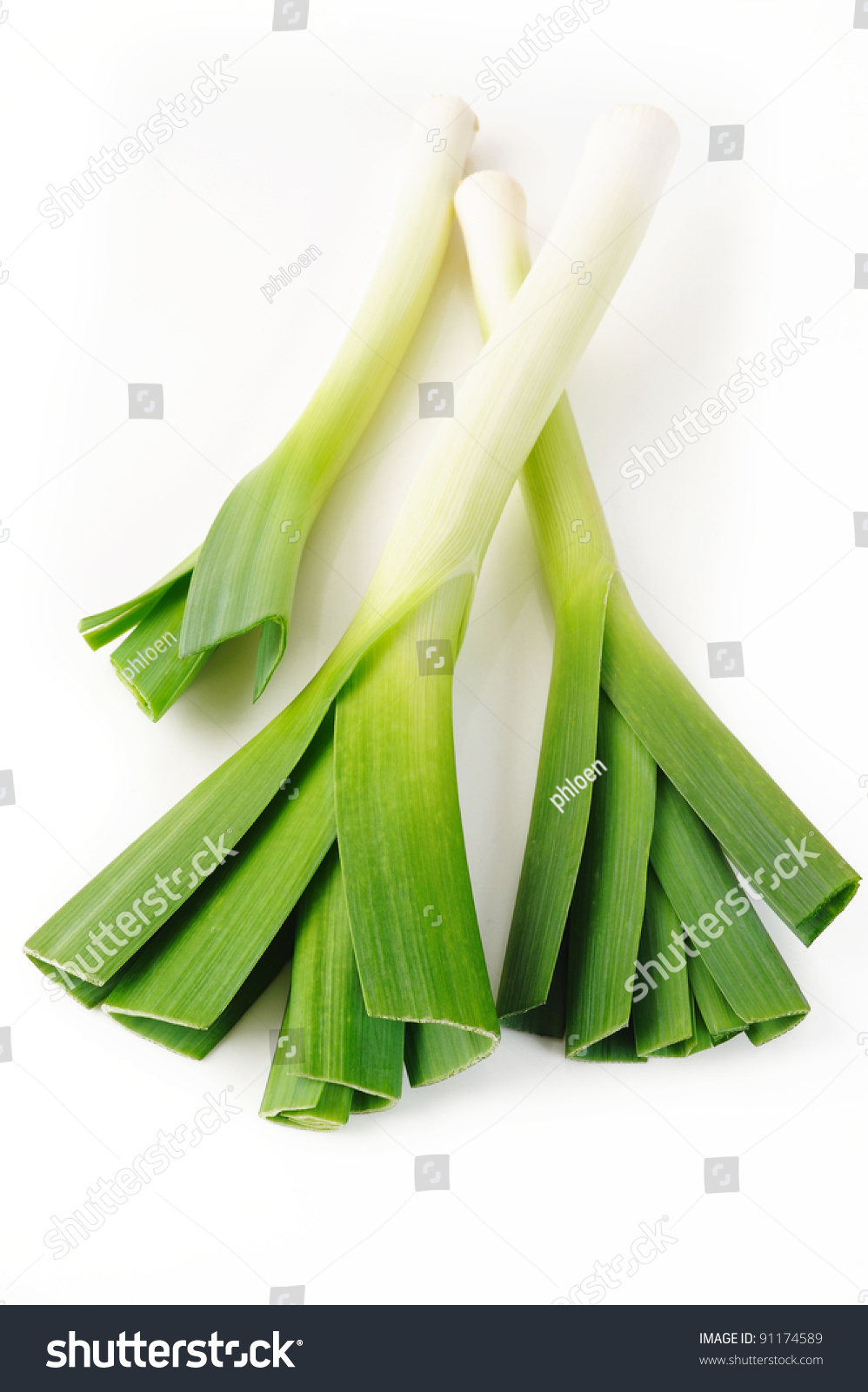 Leeks On White Background Stock Photo 91174589 : Shutterstock Leeks On White Background Stock Photo 91174589 : Shutterstock