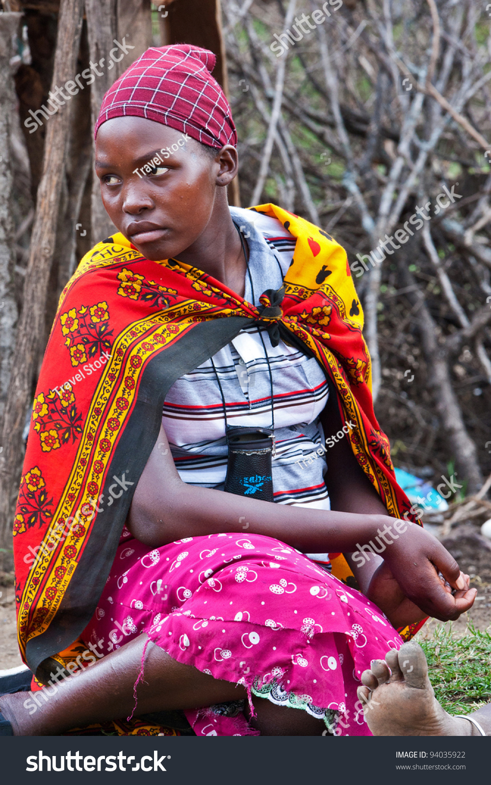 Maasai Mara Kenya Aug 18 Portrait Of Unidentified Maasai Woman On Aug