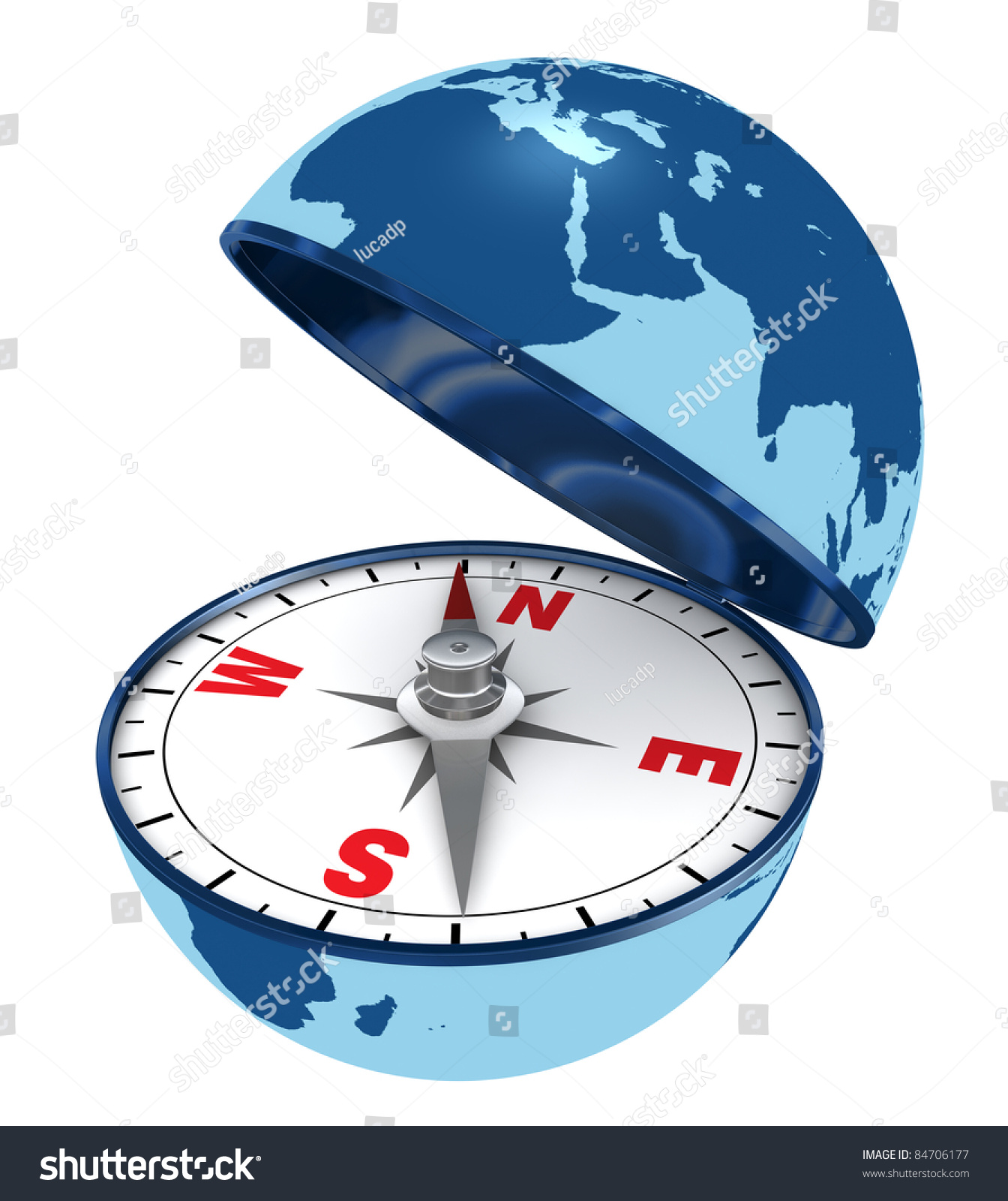 One Compass Made With A Earth Globe Showing The Concept Of Travel Around The World 3d Render