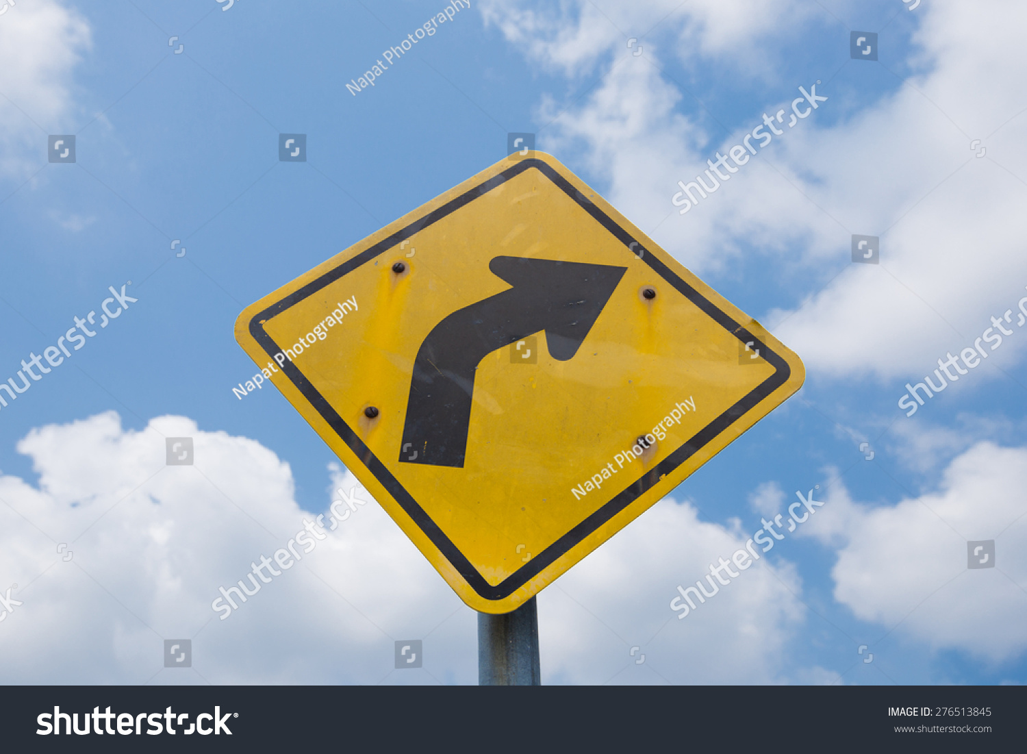 Right Curve Ahead Traffic Sign Stock Photo 276513845 : Shutterstock Right Curve Ahead Traffic Sign Stock Photo 276513845 : Shutterstock