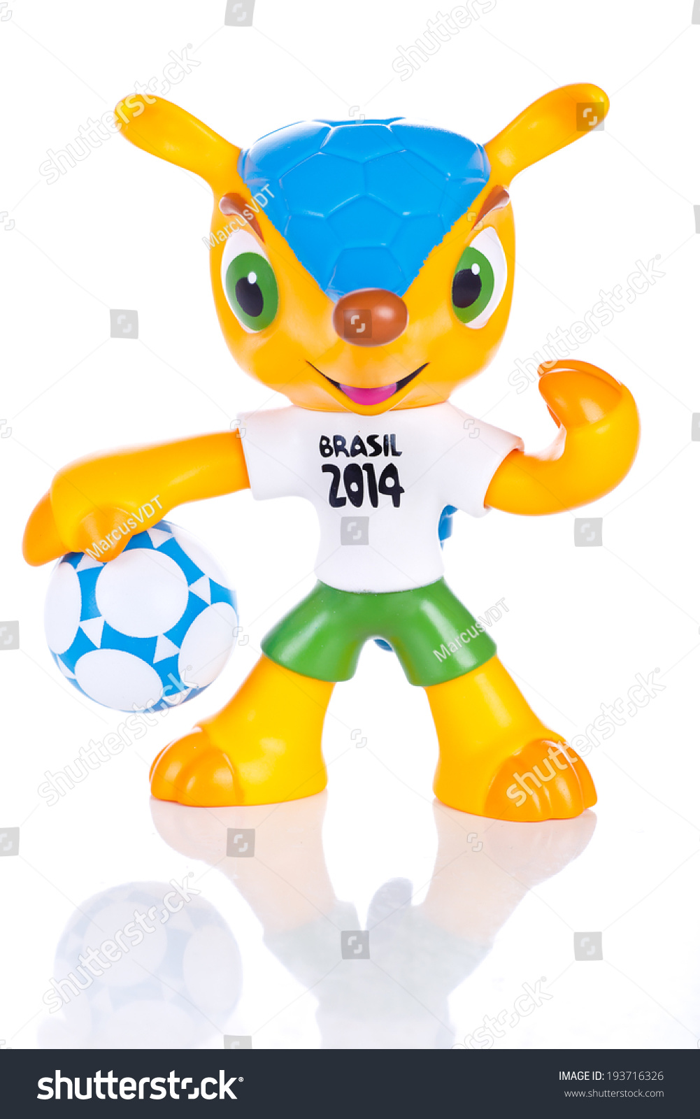 Rio De Janeiro May 18 2014 Fuleco Plastic Mascot Fuleco Is The Official Mascot Of The Fifa