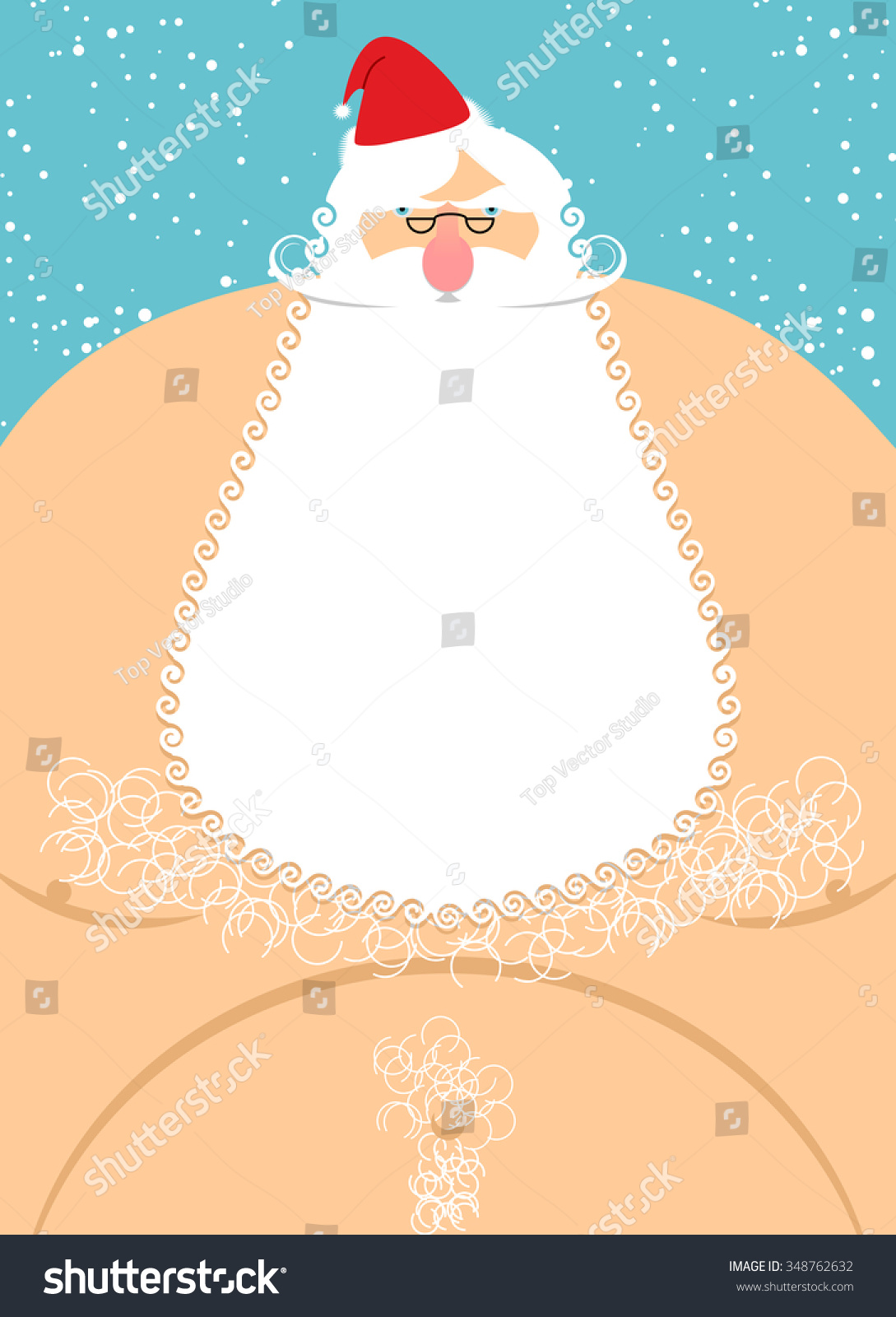 Santa Claus Naked Old Fat Santa Christmas Character With Naked Torso Hairy Chest Humorous