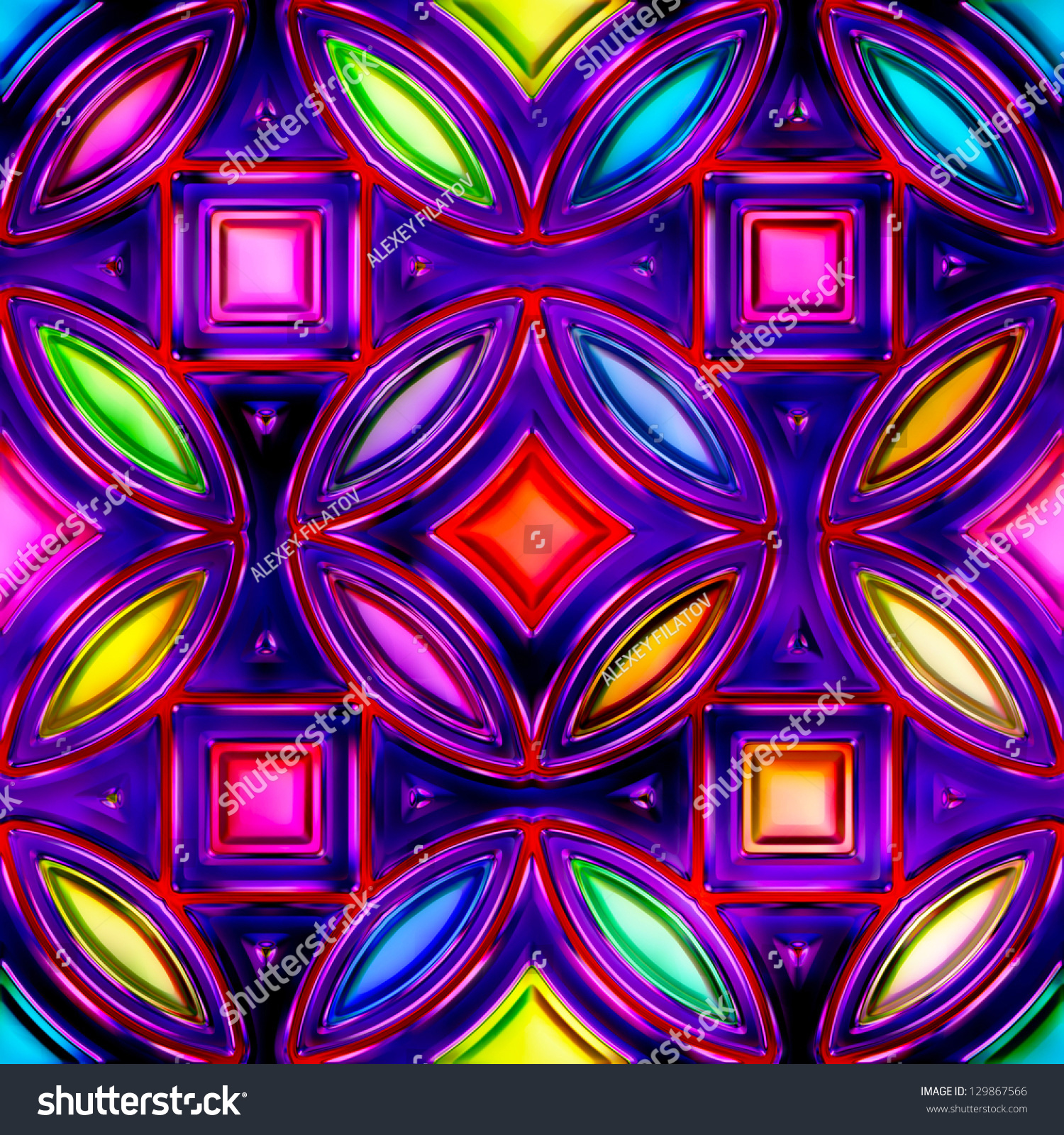 Seamless Texture Of Abstract Bright Shiny Colorful Geometric Shapes