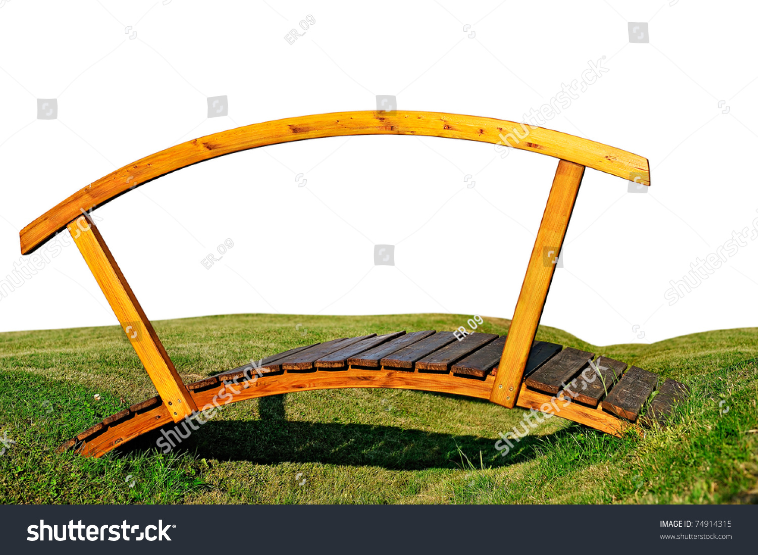 Small Wooden Garden Bridge Over Green Grass Stock Photo 74914315 ... Small Wooden Garden Bridge Over Green Grass Stock Photo 74914315 ...