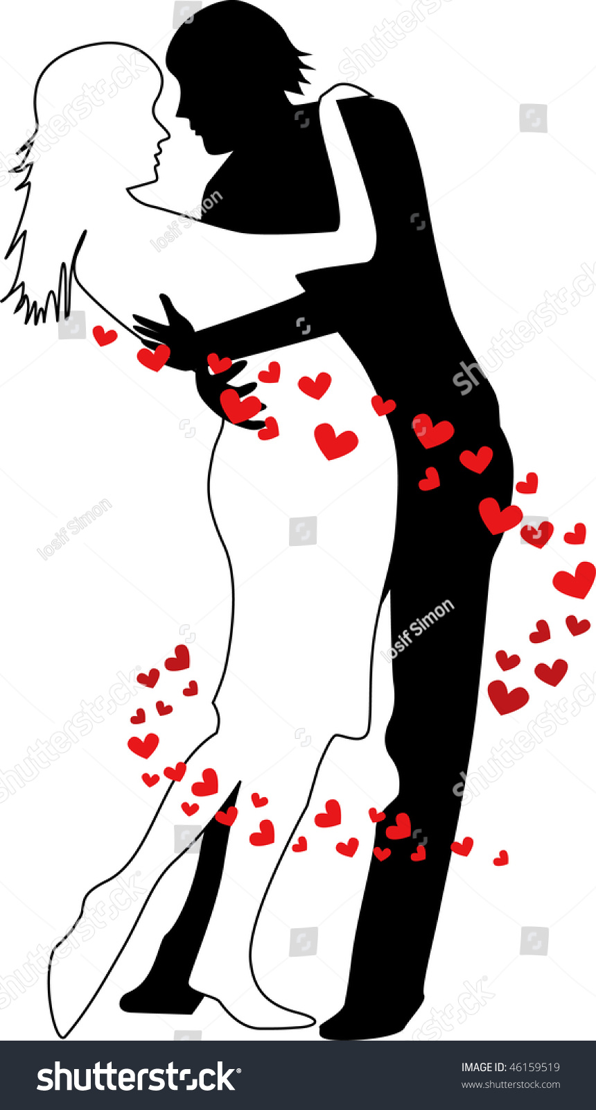 Two Lovers Kissing Illustration 46159519 Shutterstock