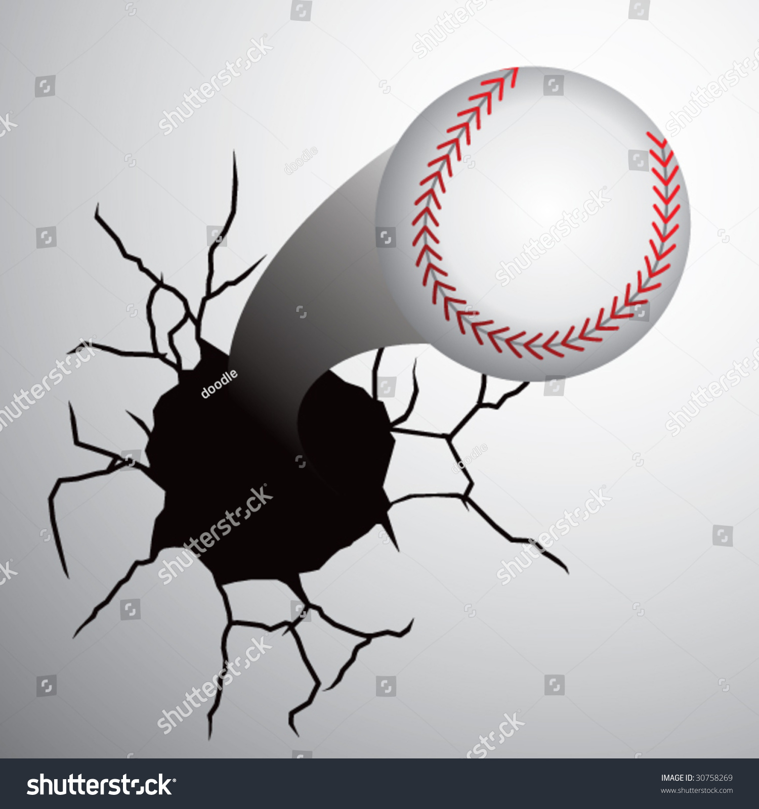 Baseball Coming Out Of Cracked Wall Stock Vector Illustration 30758269 Shutterstock