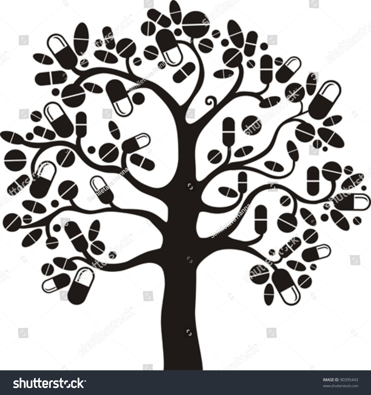 Tree With Medical Pill On Abstract Background. Vector Illustration ... Tree With Medical Pill On Abstract Background. Vector Illustration ...