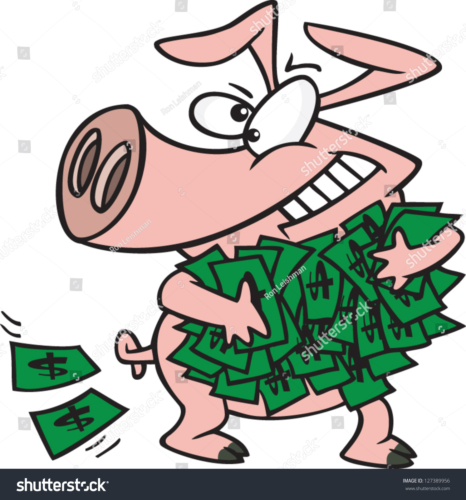 A Vector Illustration Of Greedy Cartoon Pig Holding Armful Of Money ... A Vector Illustration Of Greedy Cartoon Pig Holding Armful Of Money ...