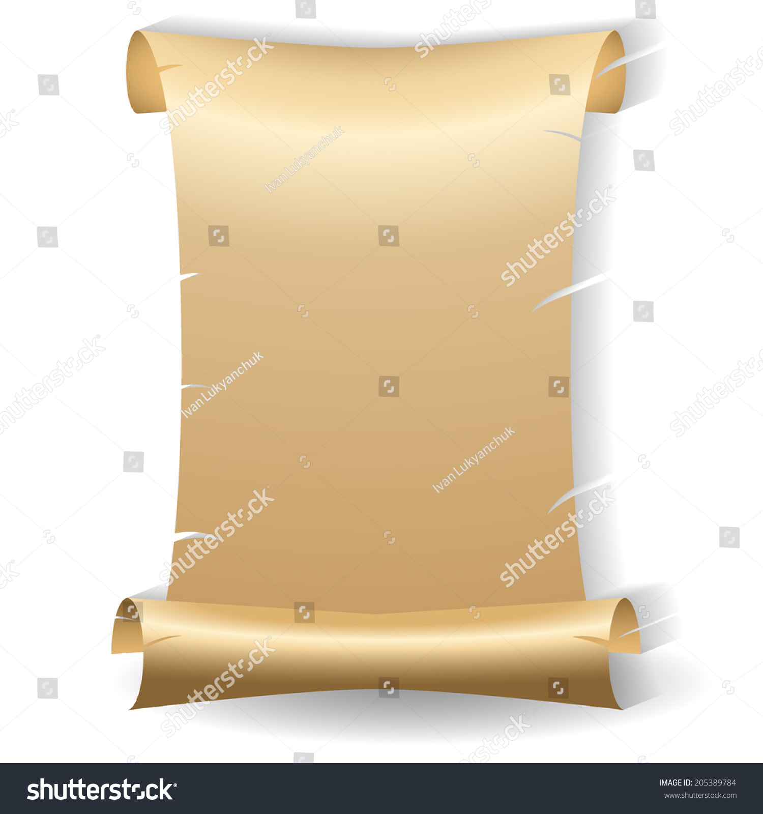 Ancient Vector Blank Aged Worn Paper Scroll With Yellowed Coloring And