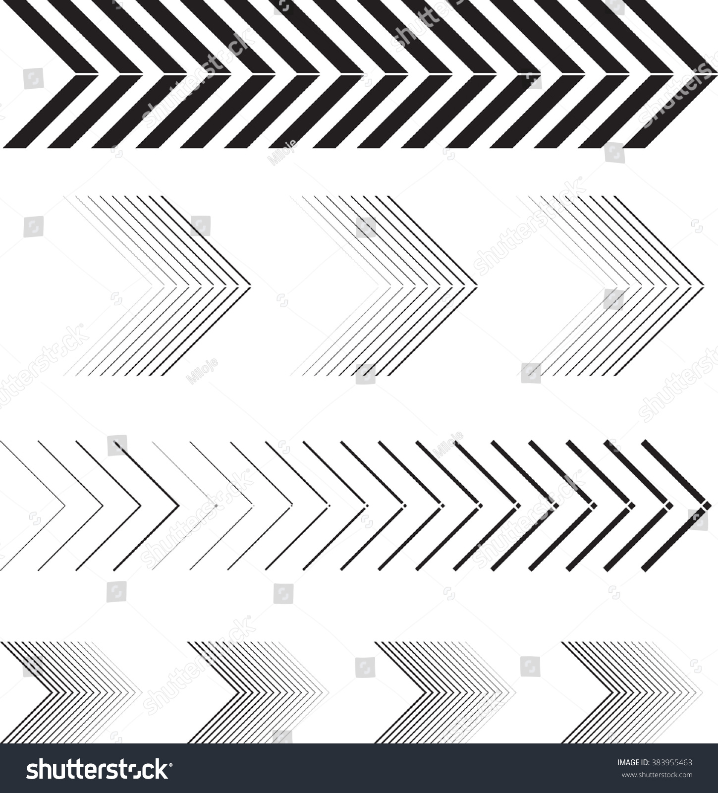 Arrow Set Collection Of Four Linear Design Elements 스톡 벡터 일러스트레이션