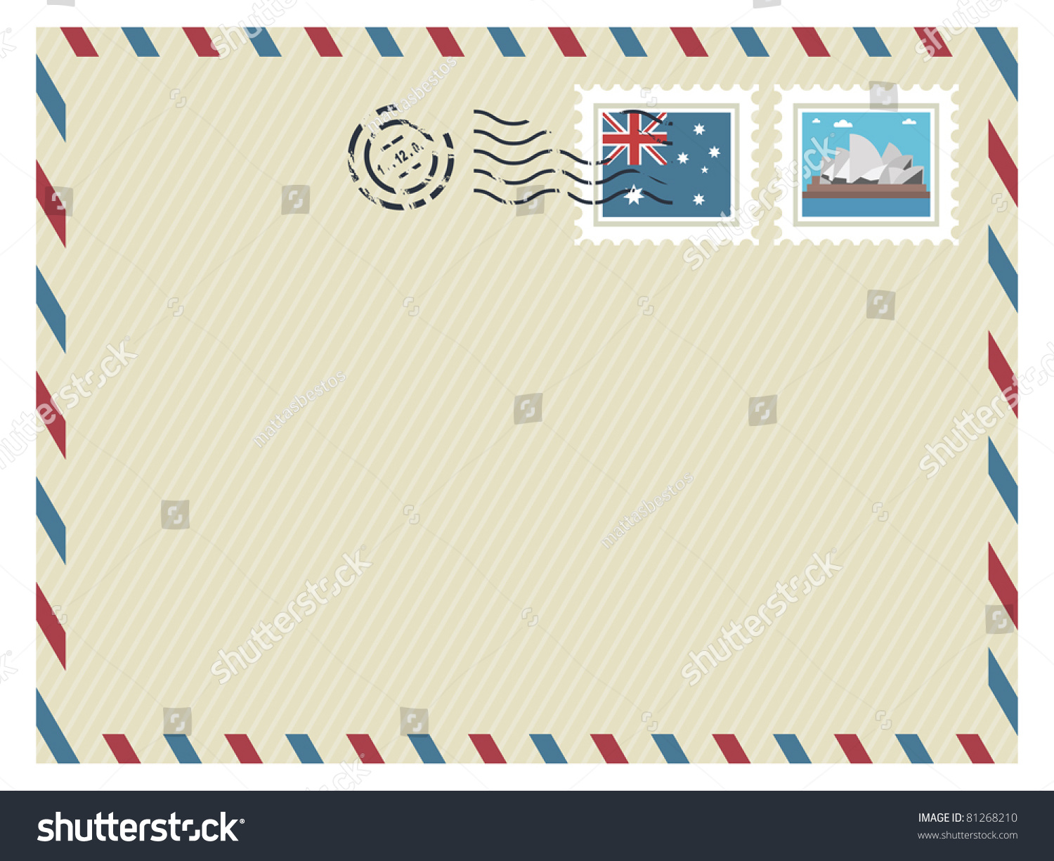 Australia Airmail Envelope With Stamps Ready For Text Stock Vector ... Australia Airmail Envelope With Stamps Ready For Text Stock Vector ...