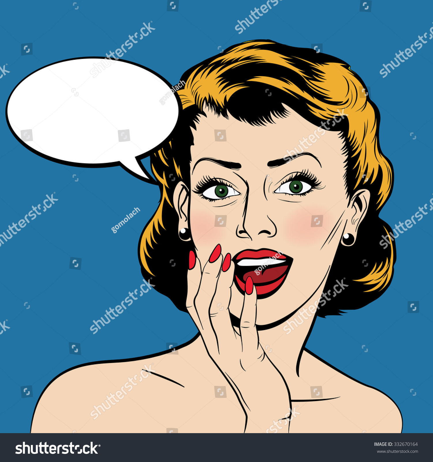 Beautiful Surprised Woman In The Pop Art Comics Style Vector Eps10