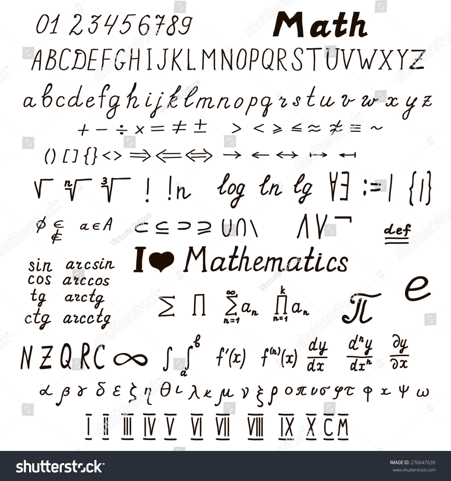 Big Set Of Hand-Drawn Mathematical Signs And Symbols, Latin And Greek ... Big Set Of Hand-Drawn Mathematical Signs And Symbols, Latin And Greek ...
