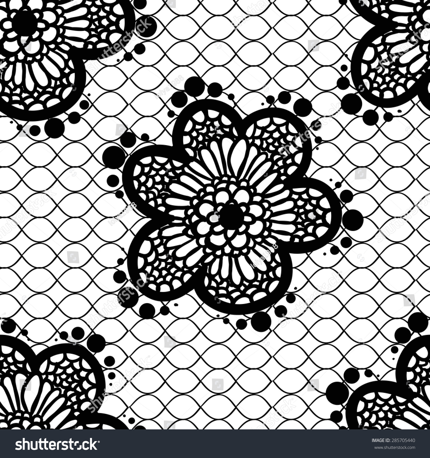 Black And White Floral Lace Seamless Pattern Elegant Textile