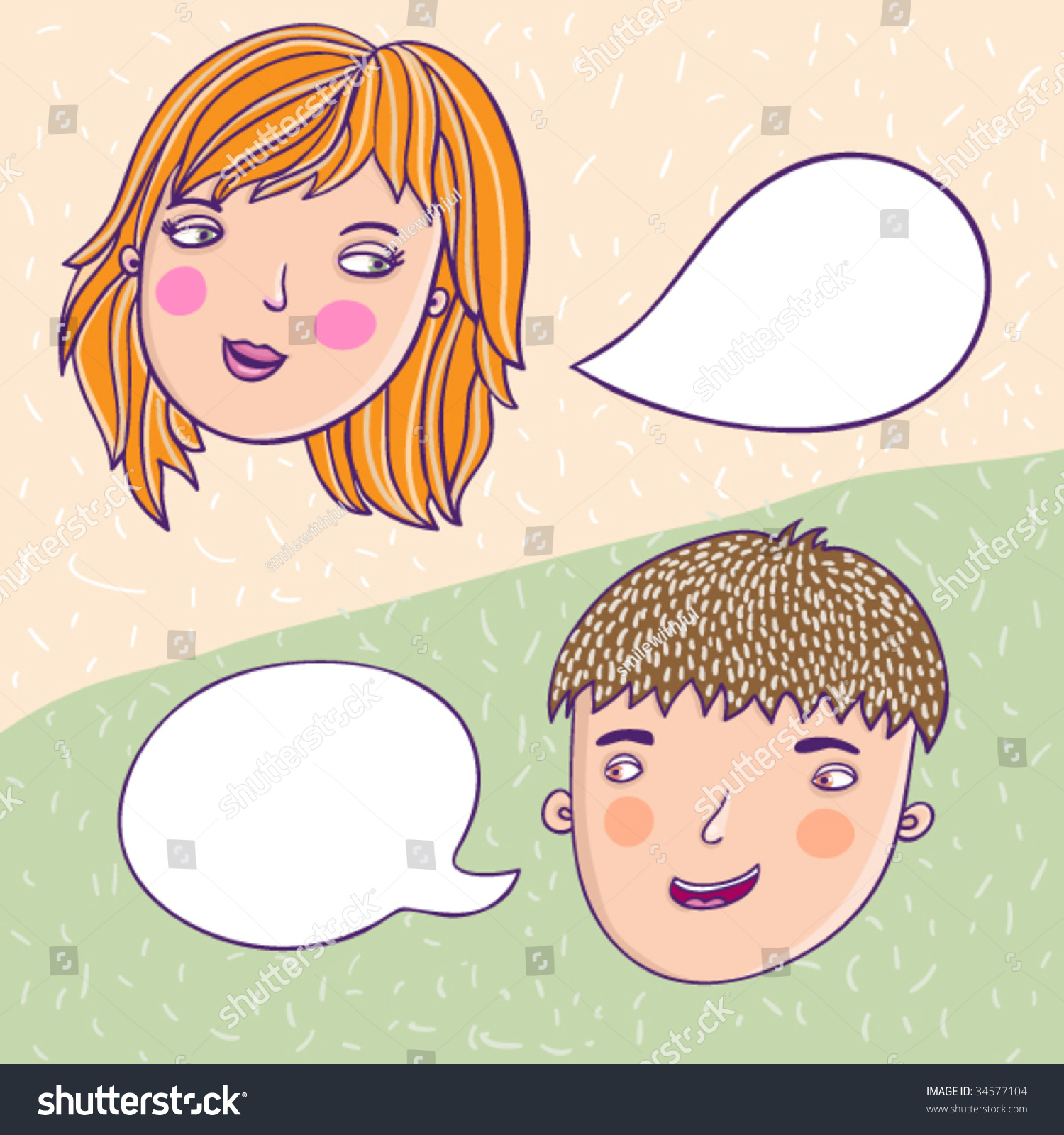 Boy And Girl Talking. Cartoon Illustration - 34577104 : Shutterstock Boy And Girl Talking. Cartoon Illustration - 34577104 : Shutterstock