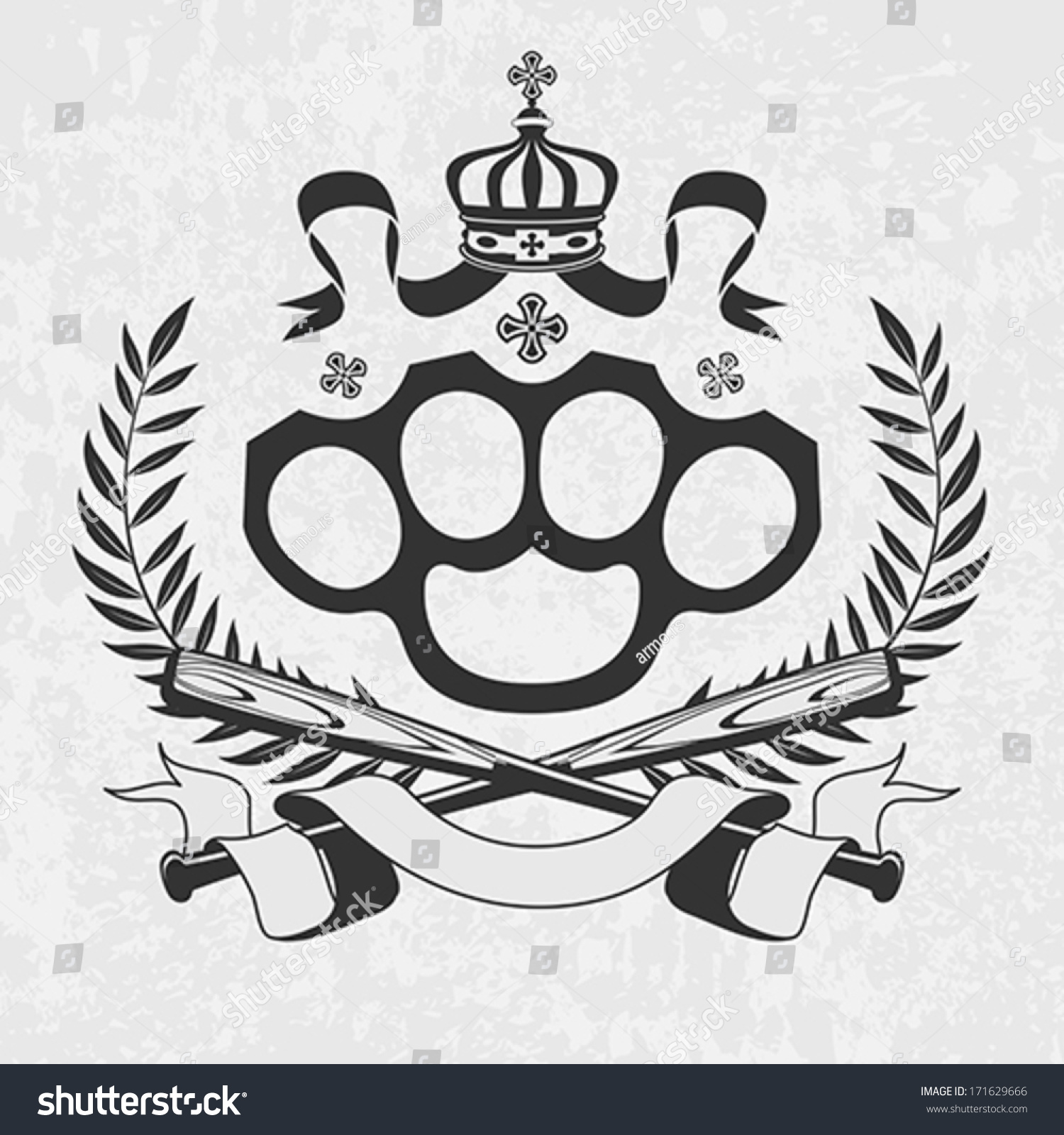 Brass Knuckle Emblem Stock Vector Illustration 171629666 Shutterstock