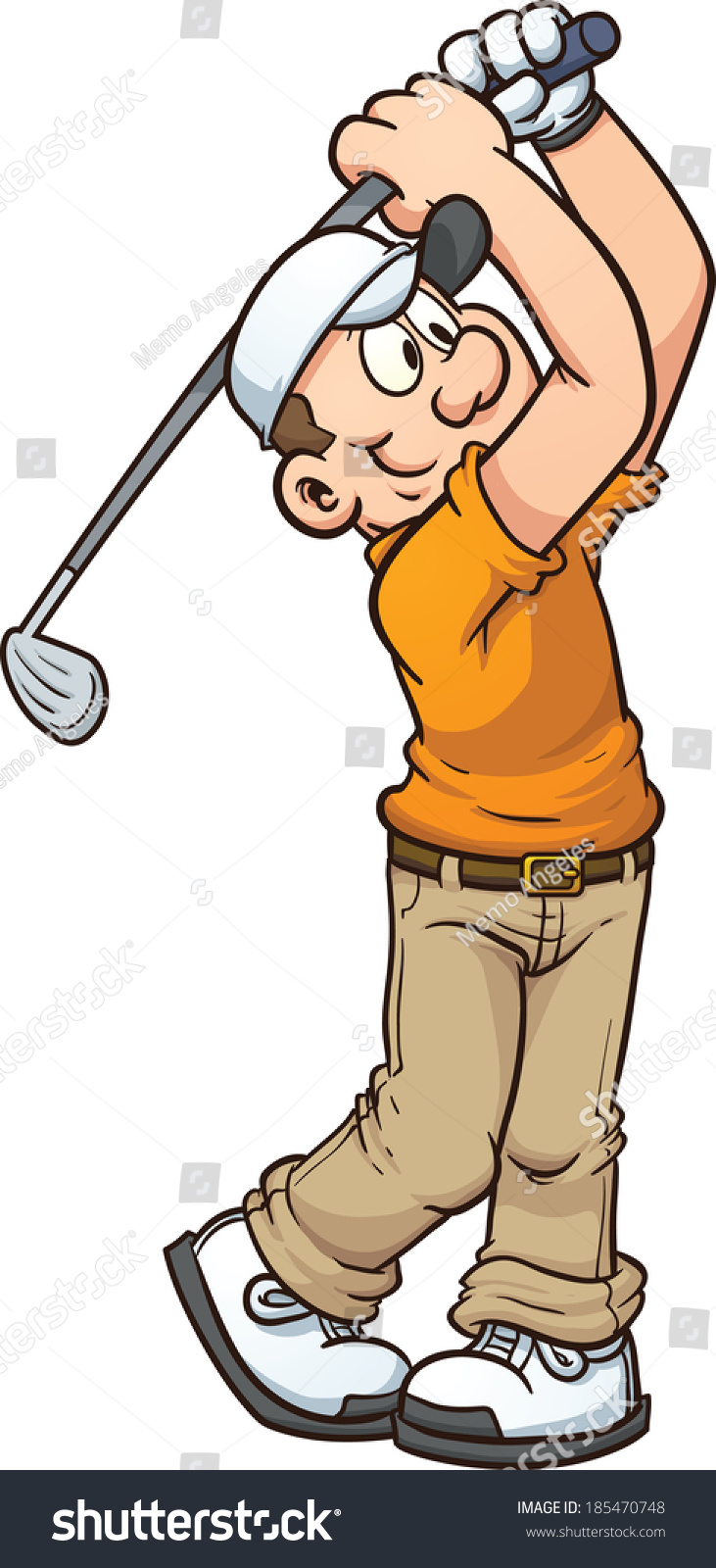 Cartoon Golfer Vector Clip Art Illustration Stock Vector 185470748