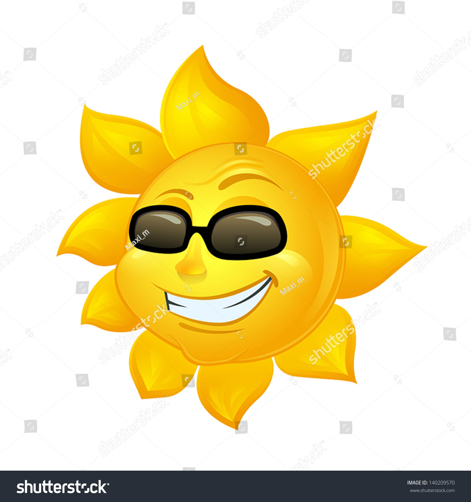 Cartoon Sun In Sunglasses Stock Vector Illustration 140209570 Shutterstock