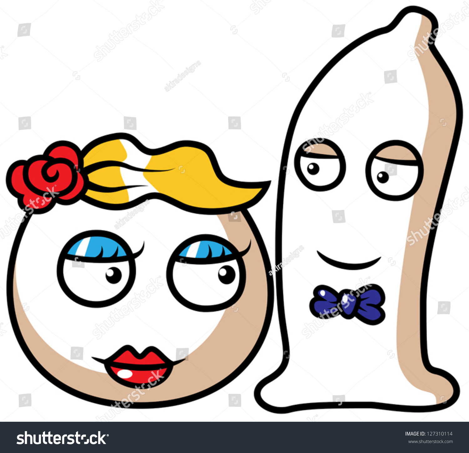 Cartoon Vector Illustration Egg Condom Safe Stock Vector 127310114
