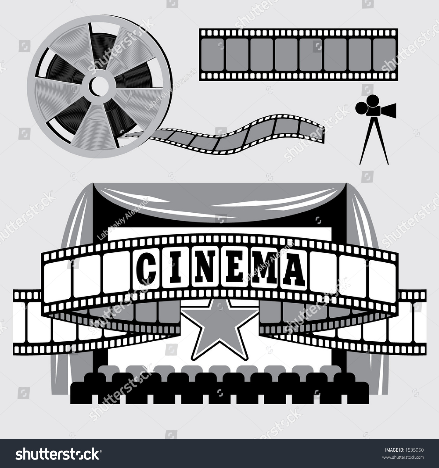 Elementos Del Cine Ilustración vectorial en stock 1535950 : Shutterstock Elementos Del Cine Ilustración vectorial en stock 1535950 : Shutterstock