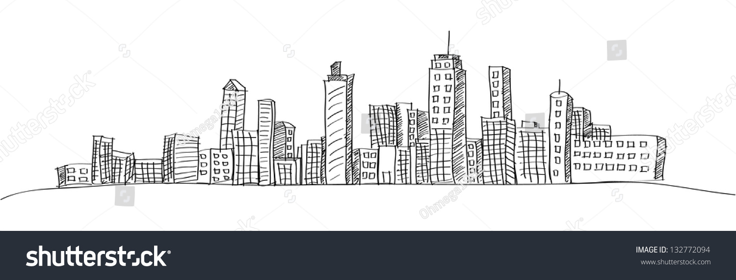 Cityscape Vector Illustration Line Sketched Up, Eps 10. - 132772094 ... Cityscape Vector Illustration Line Sketched Up, Eps 10. - 132772094 ...