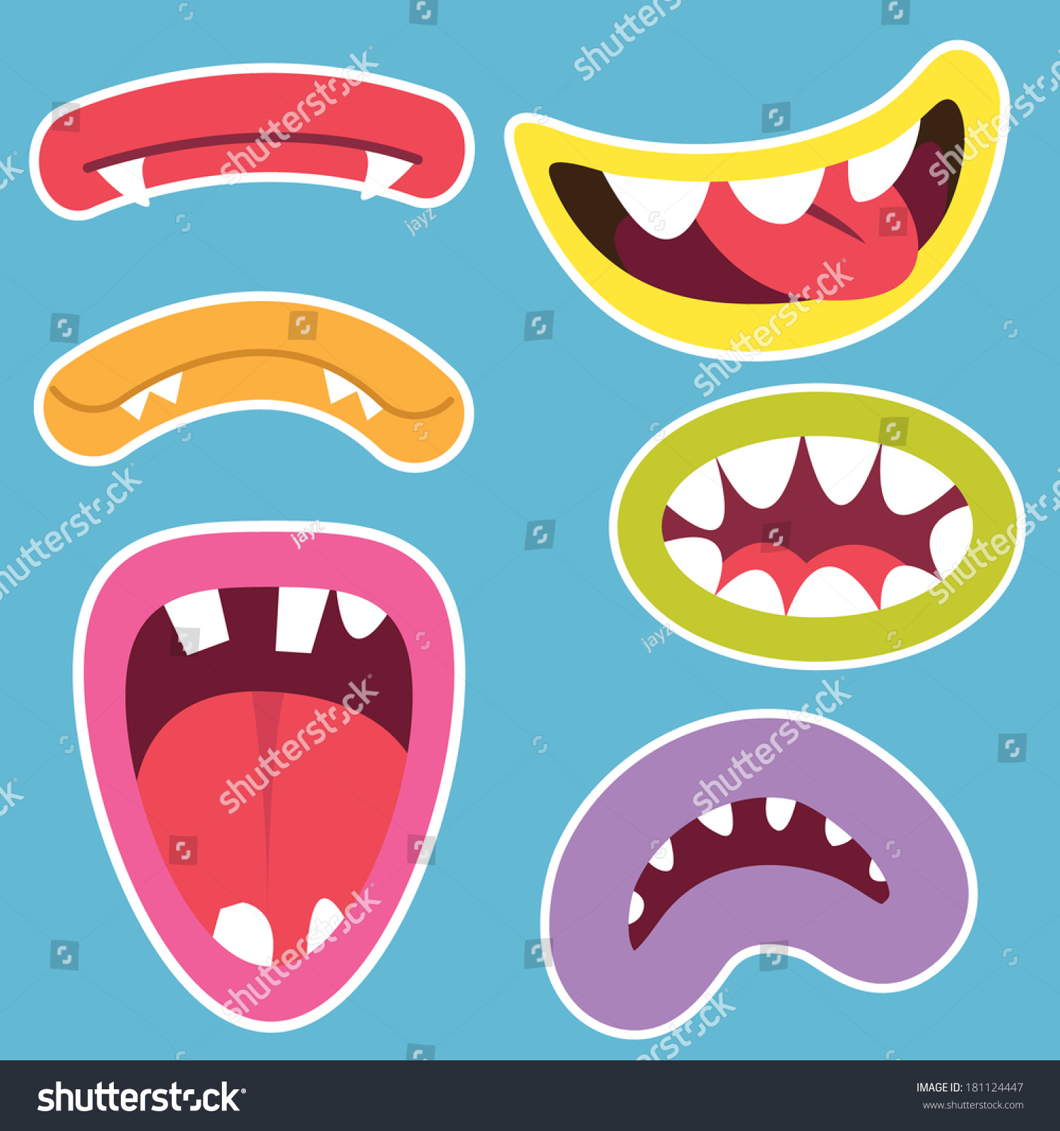 Cute Monsters Mouths Set Stock Vector 181124447 Shutterstock