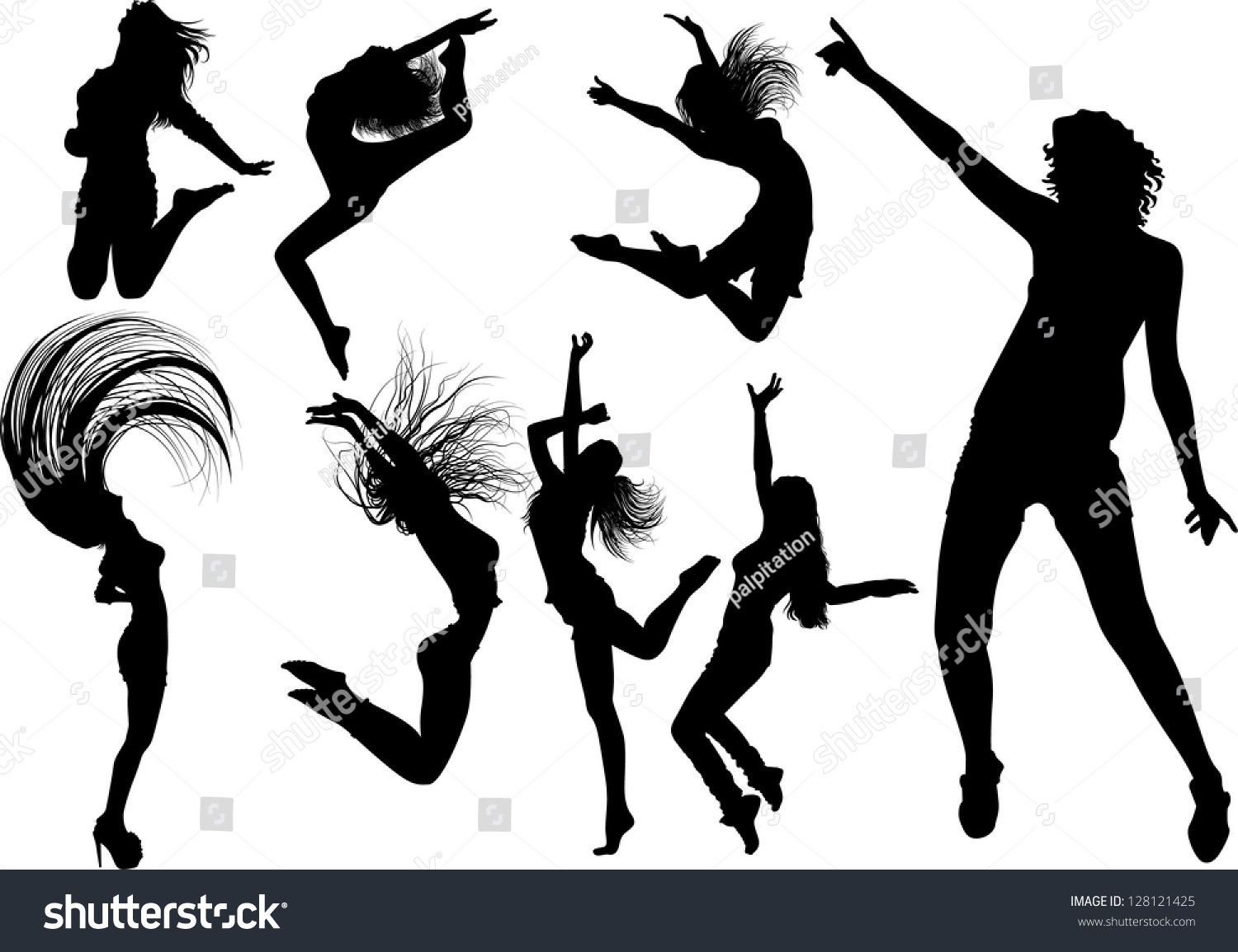 Dancing Girl Silhouettes Stock Vector 128121425 - Shutterstock Dancing Girl Silhouettes Stock Vector 128121425 - Shutterstock
