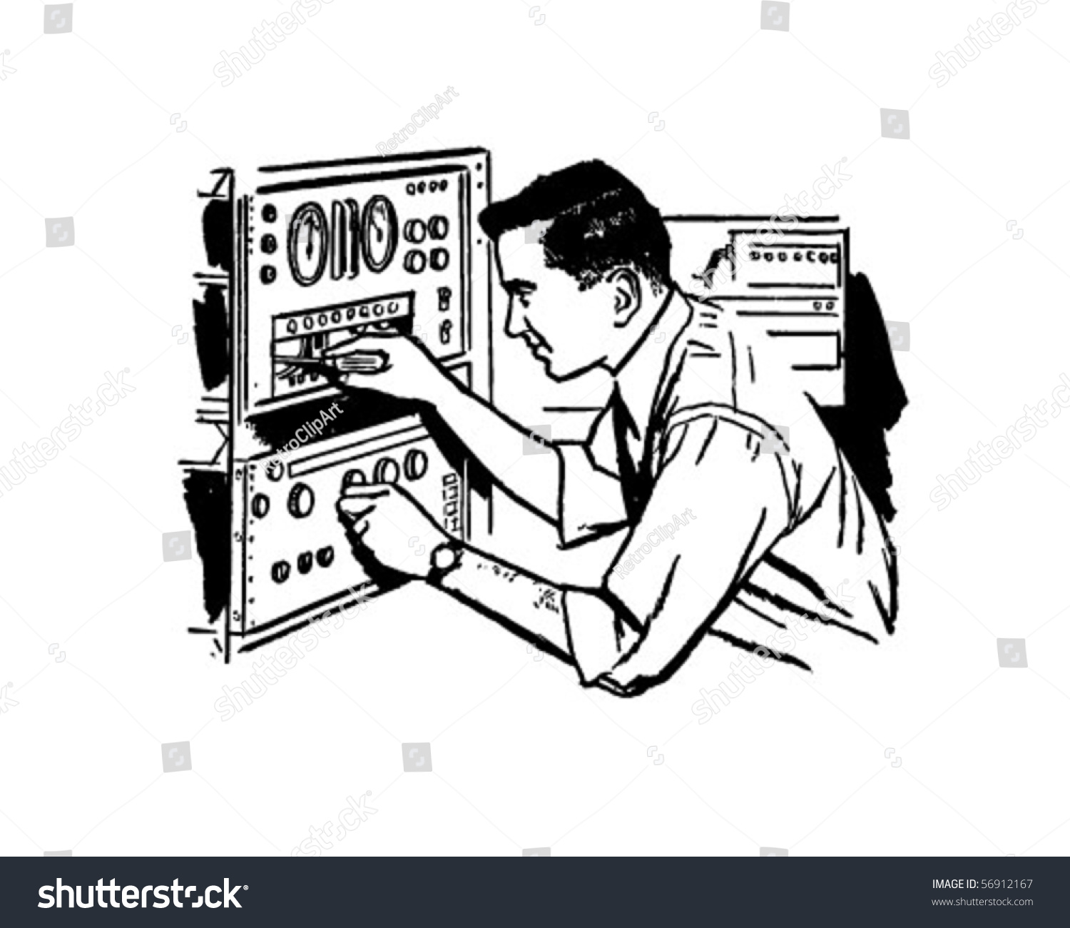 Electronics Technician 2 - Retro Clip Art Stock Vector Illustration ... Electronics Technician 2 - Retro Clip Art Stock Vector Illustration ...