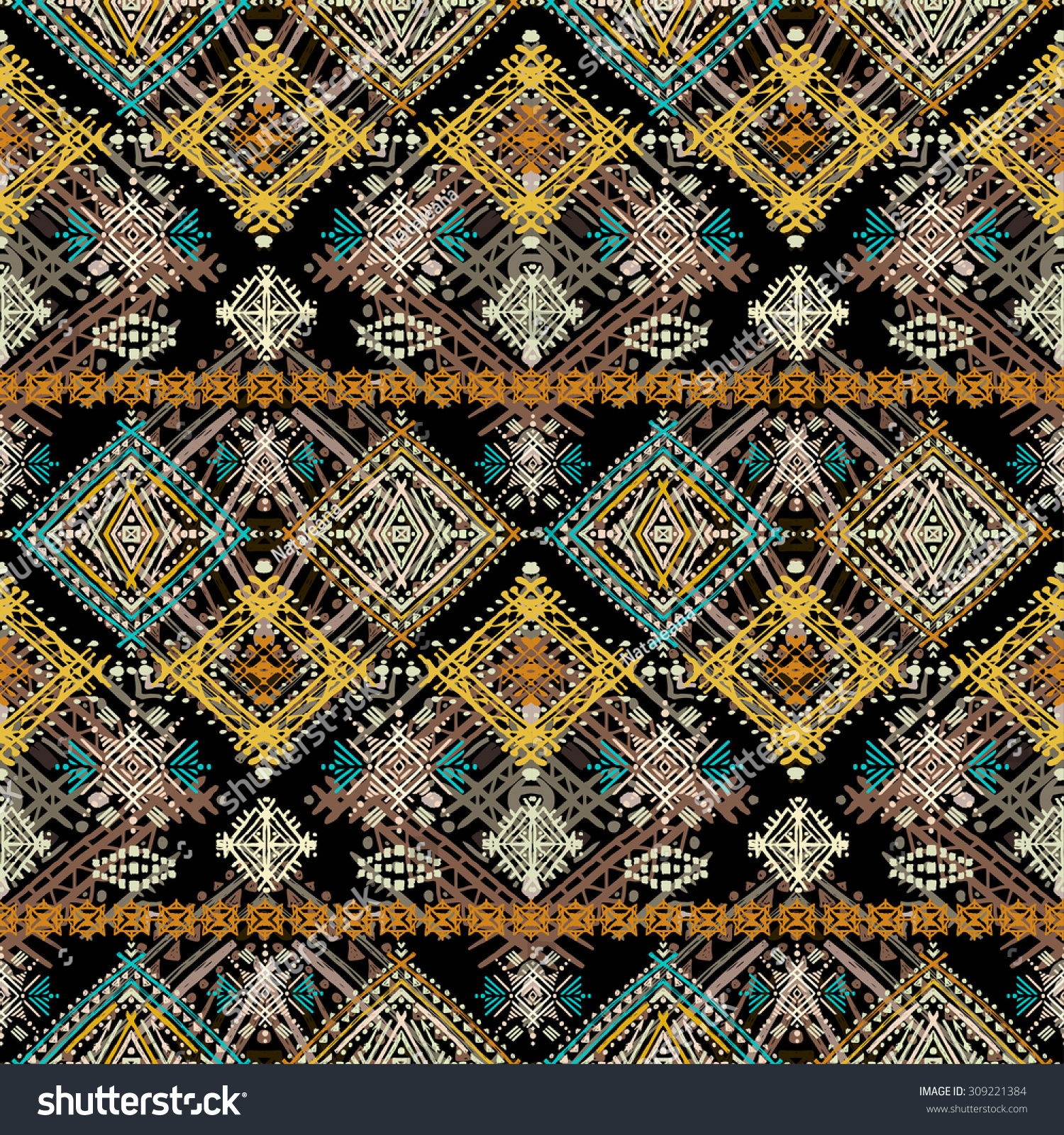 Ethnic Boho Seamless Pattern Ethno Ornament Tribal Art Repeating