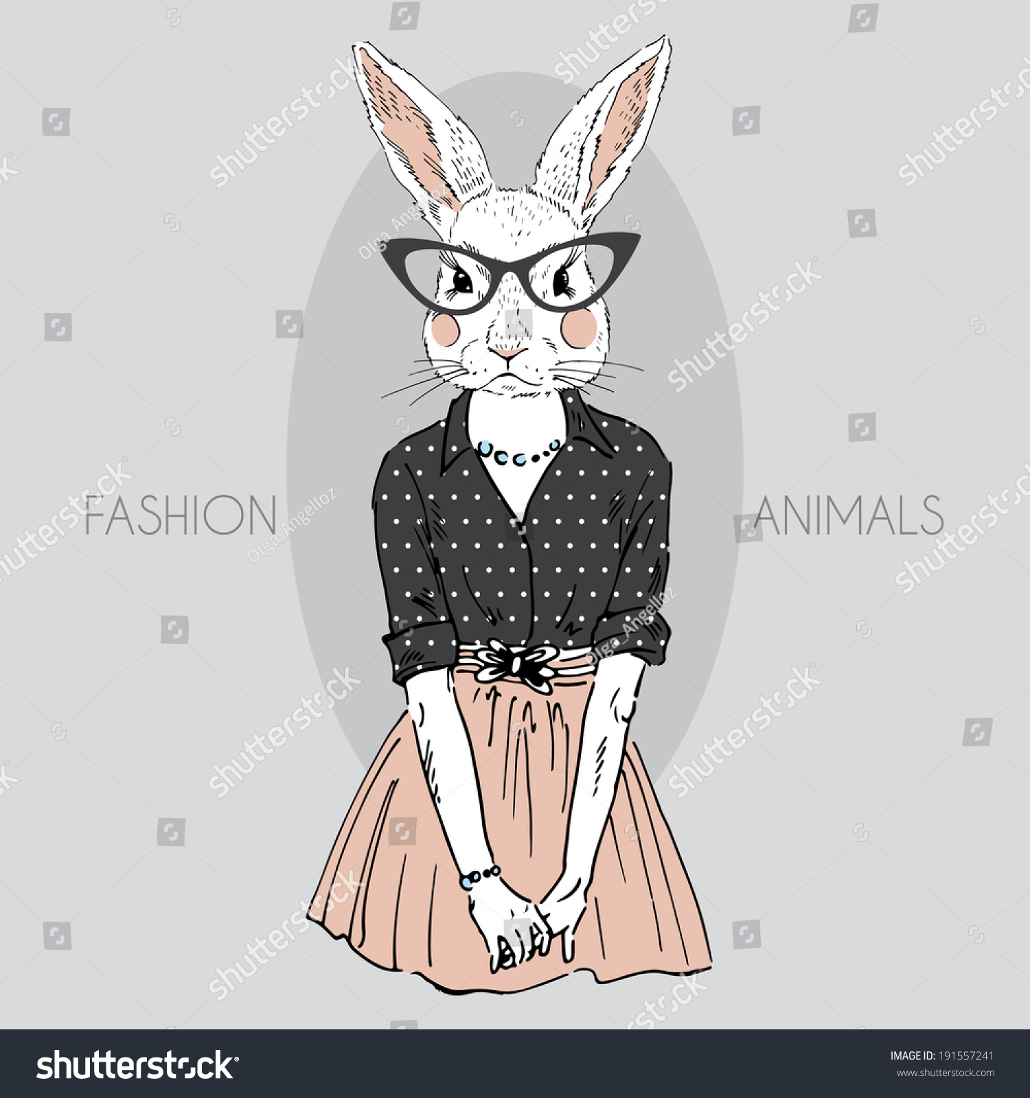 Fashion Illustration Bunny Girl Dressed Hipster Stock Vector 191557241