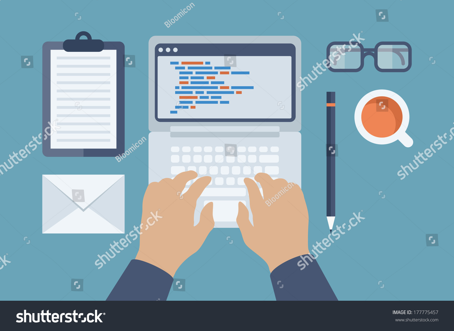 Flat Design Style Modern Vector Illustration Concept Of Programmer Or ... Flat Design Style Modern Vector Illustration Concept Of Programmer Or ...