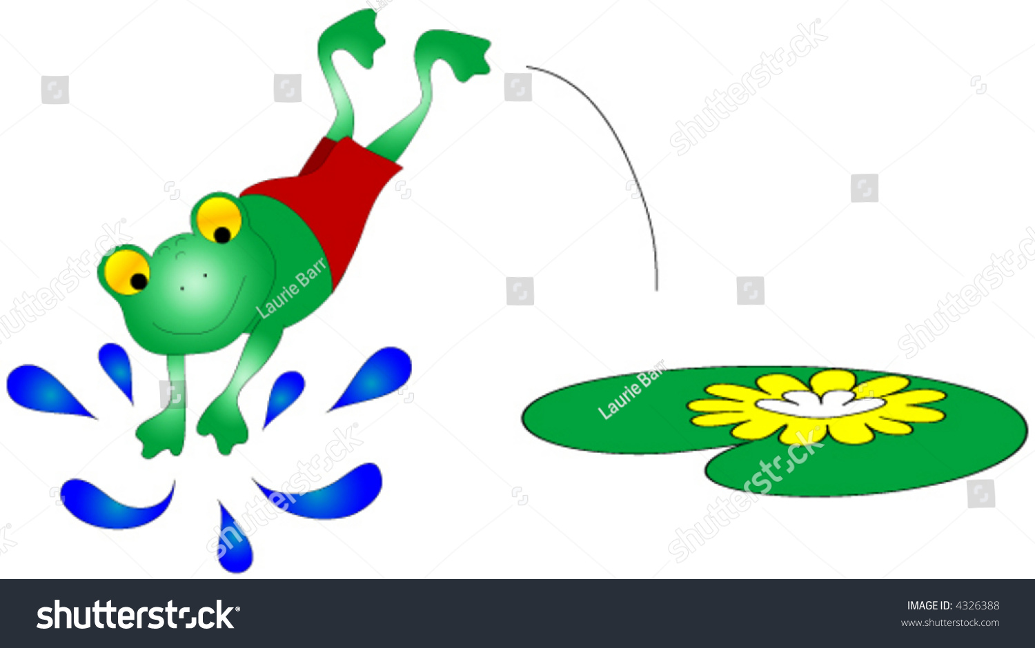 Frog Bathing Suit Jumping Lily Pad Stock Vector 4326388 Shutterstock