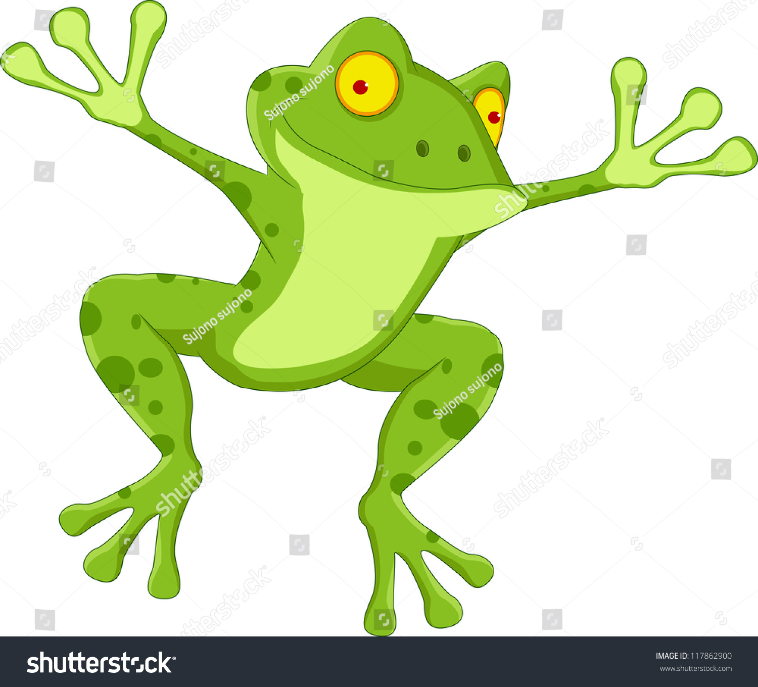Funny Frog Cartoon Stock Vector Illustration 117862900 Shutterstock