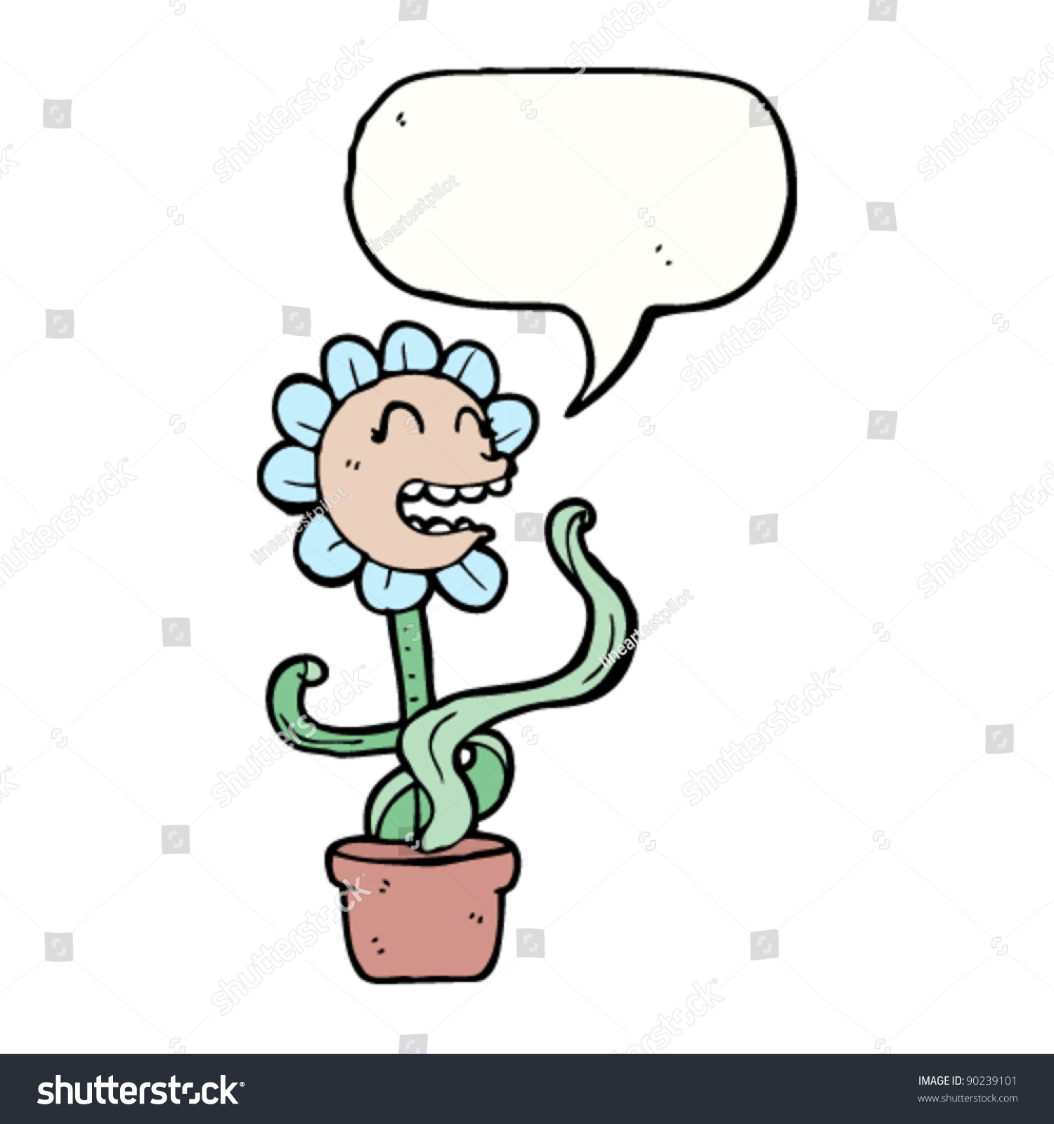 Funny Retro Flower Talking Cartoon Stock Vector Illustration 90239101 Shutterstock