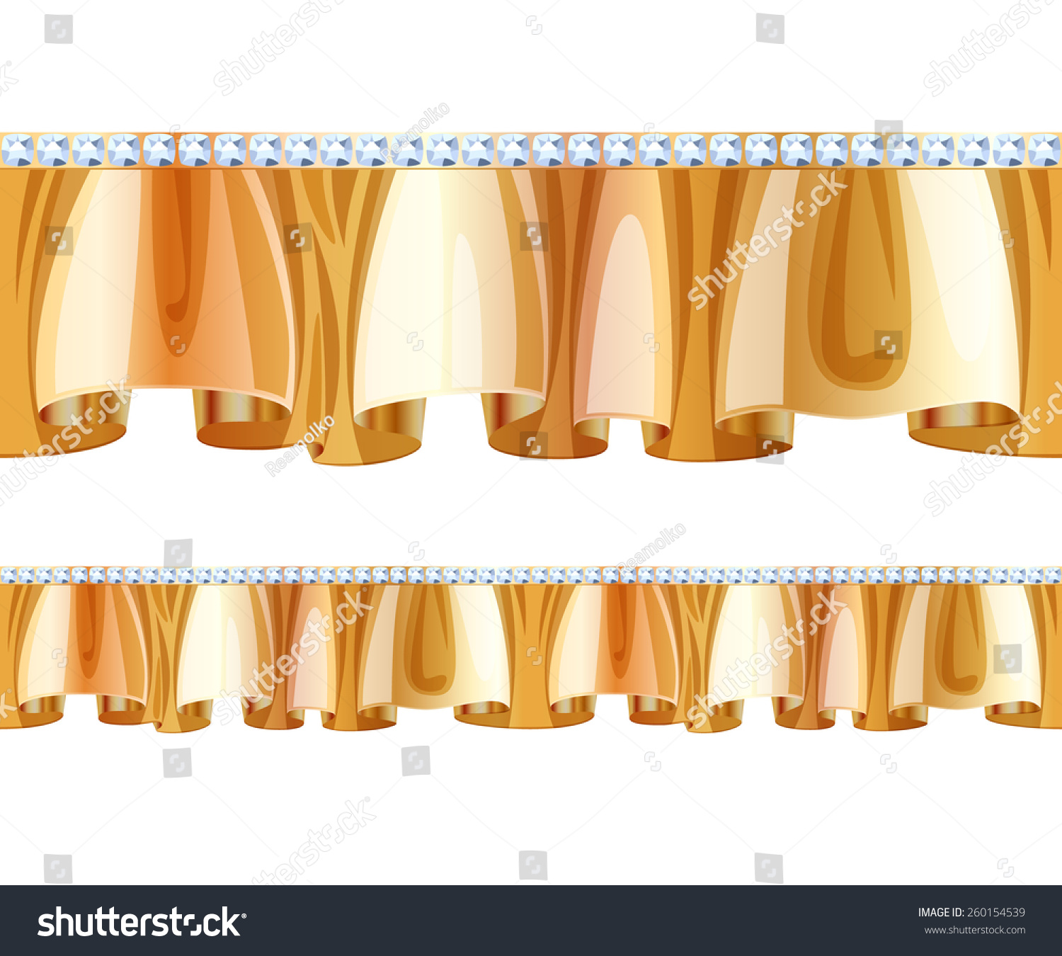 Golden Frill Ruffle With Diamonds Seamless Horizontal Border. Stock ... Golden Frill Ruffle With Diamonds Seamless Horizontal Border. Stock ...