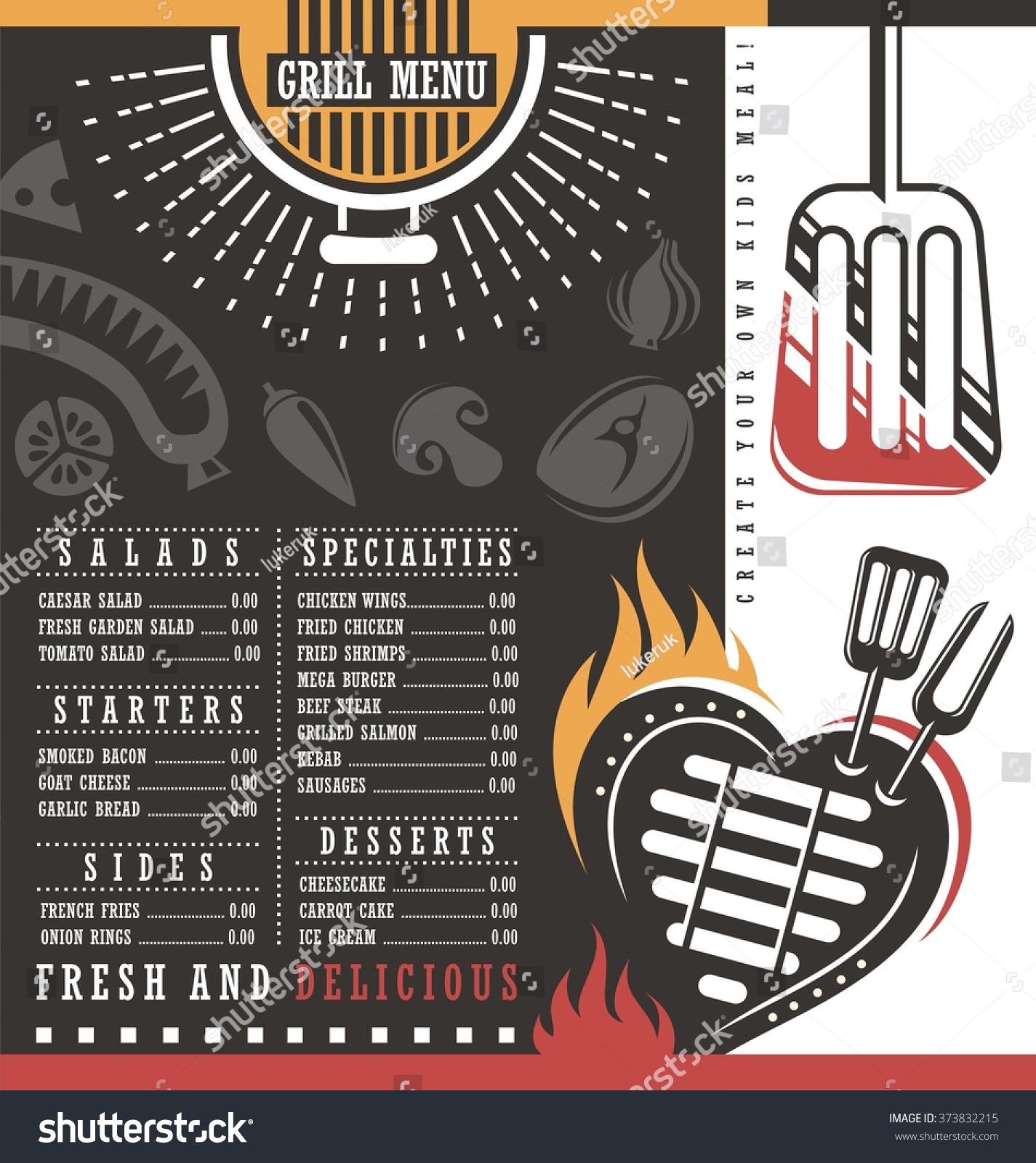 Grill Menu Design Abstract Bbq Menu Layout Concept For Restaurant On