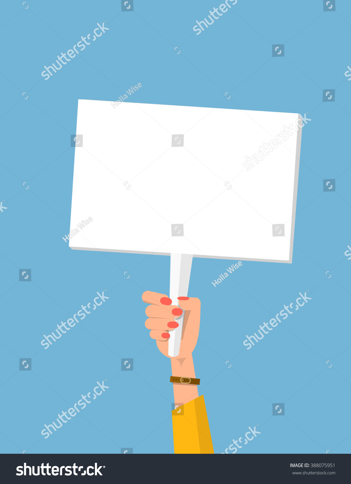 Hand Holding Sign Woman Hand White Plate Isolated Vector Protest