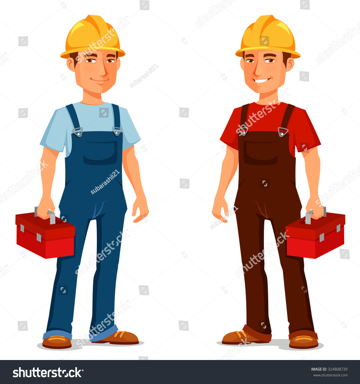 Happy Cartoon Repairman Construction Worker Safety Stock Vector 324808739 Shutterstock