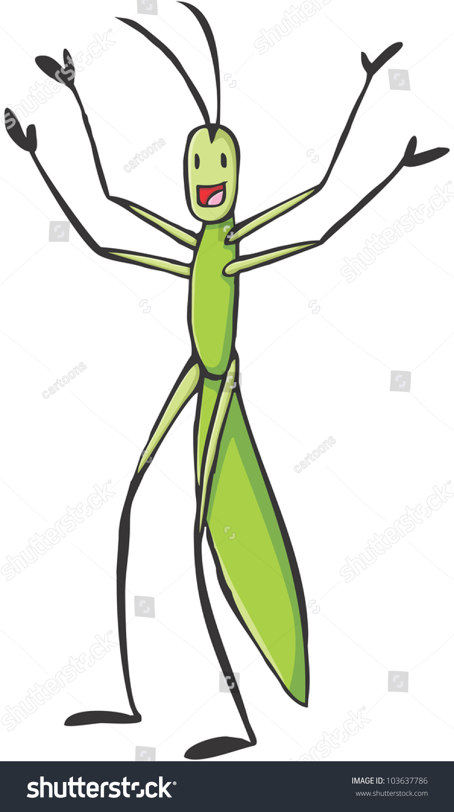 Happy Stick Insect Cartoon Stock Vector 103637786 Shutterstock